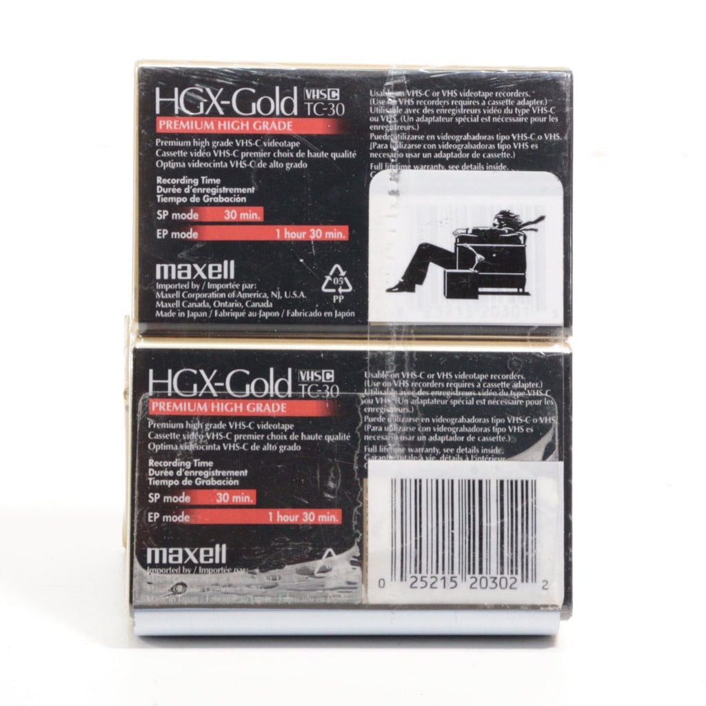 Maxell TC-30 VHS-C Premium HGX-Gold Camcorder Tape Pack of 3