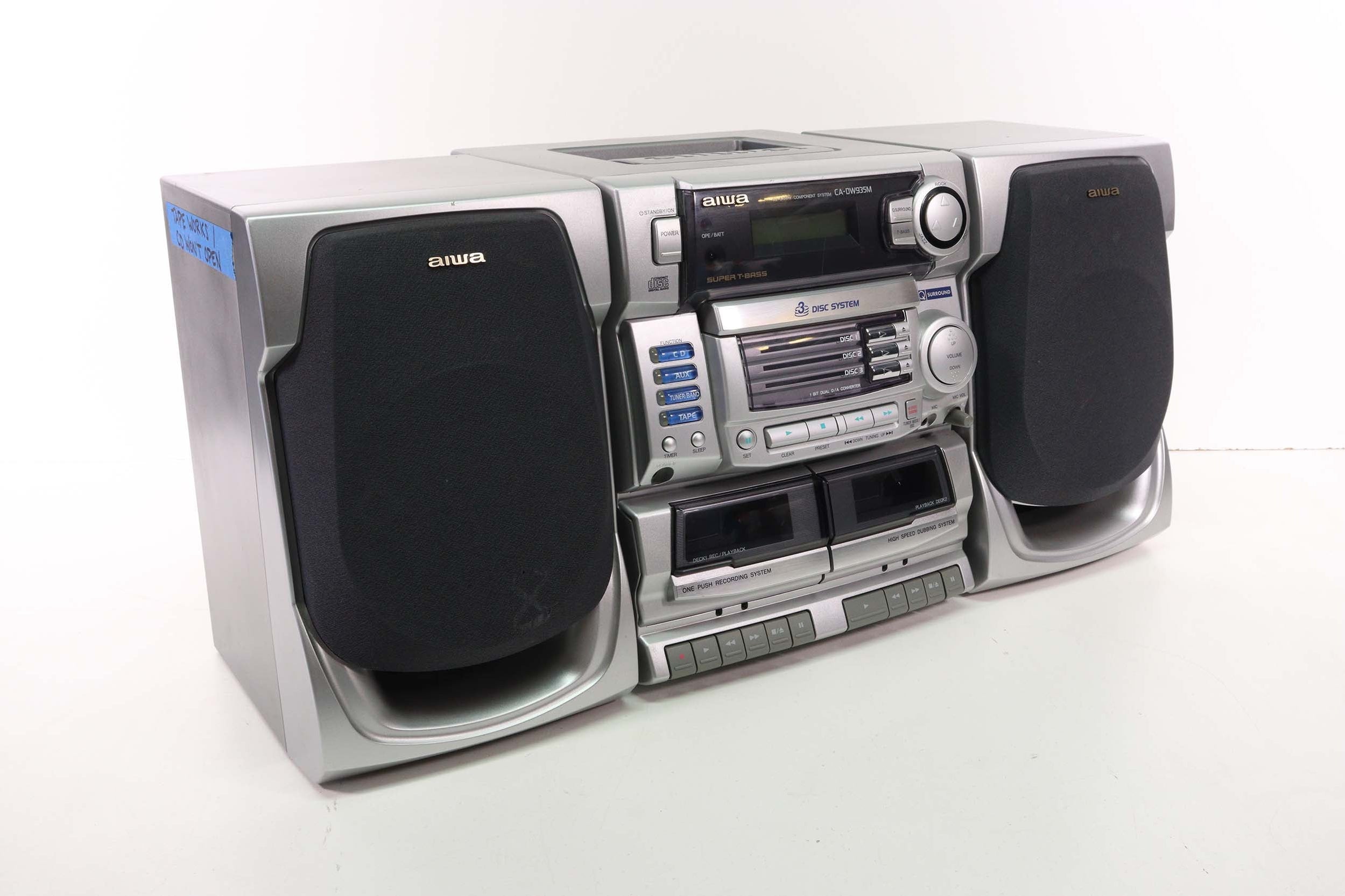 Aiwa CA-DW935M CD Carry Component System Dual Cassette Player Recorder ...