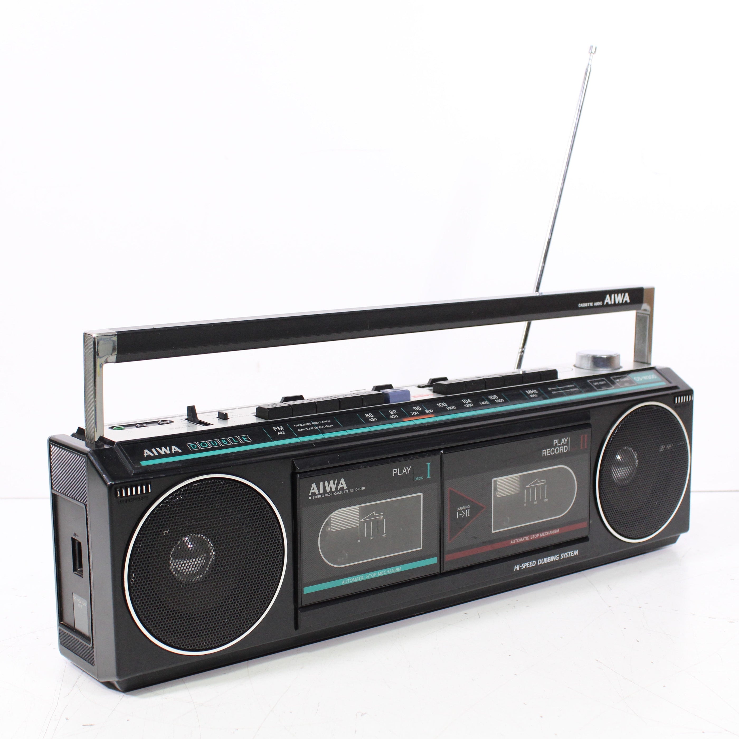 Aiwa CS-W300 Portable Dual Tape Player Stereo Radio Cassette Boombox ...