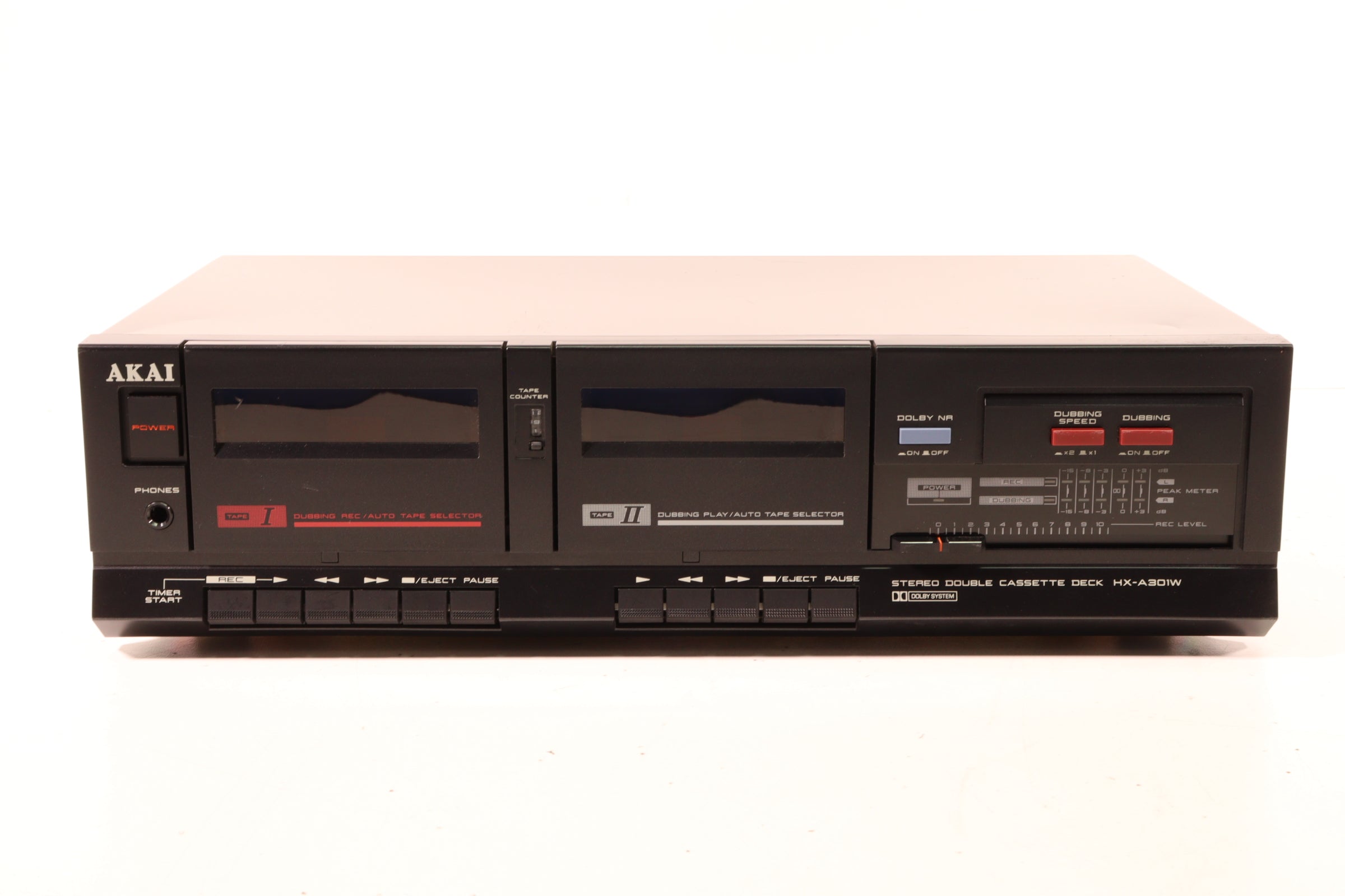 Akai HX-A301W Stereo Double Cassette Deck (Black)
