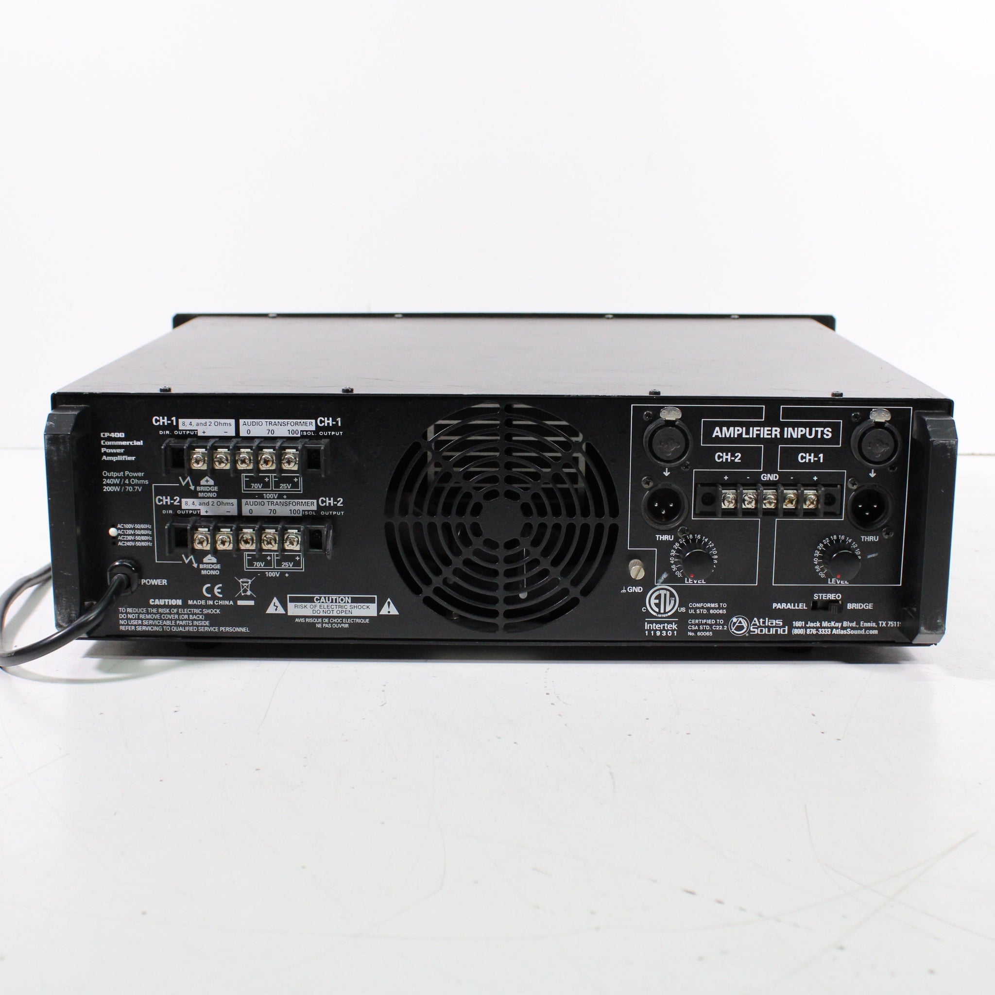 Atlas Sound CP400 Dual Channel Commercial Power Amplifier