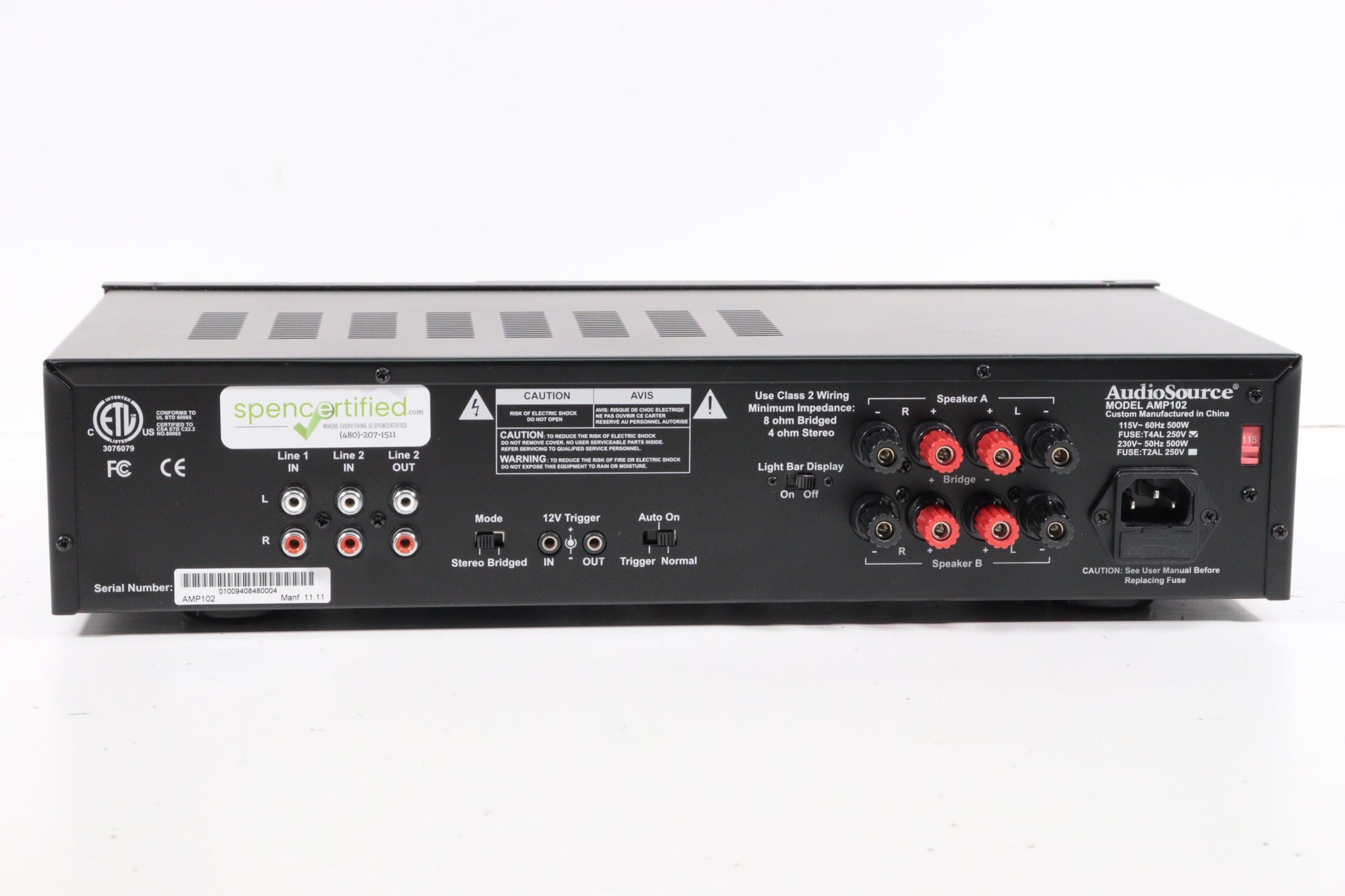 AudioSource AMP102 Stereo Power Amplifier