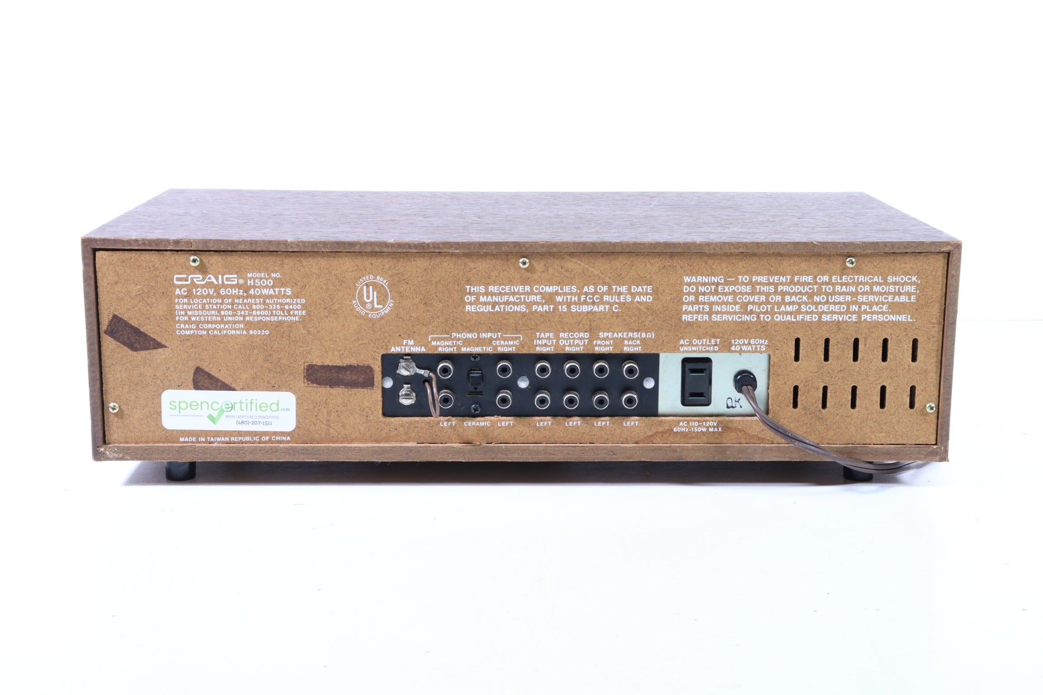 Craig H500 Vintage AM/FM FM Multiplex Component Receiver