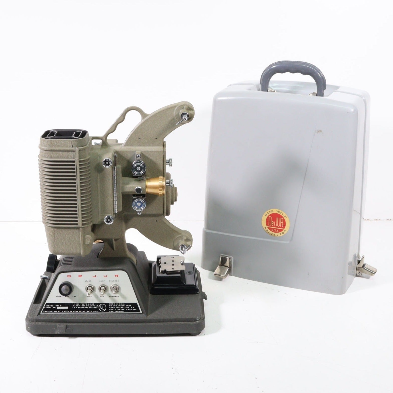DeJUR Model 1000-B Vintage 8mm Film Projector with Original Carrying C ...