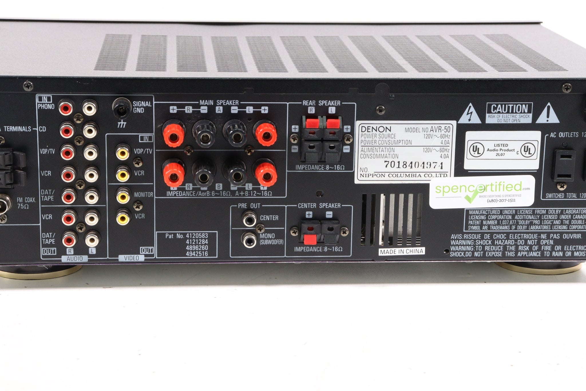Denon AVR-50 Audio Video AV Surround Receiver (NO REMOTE)