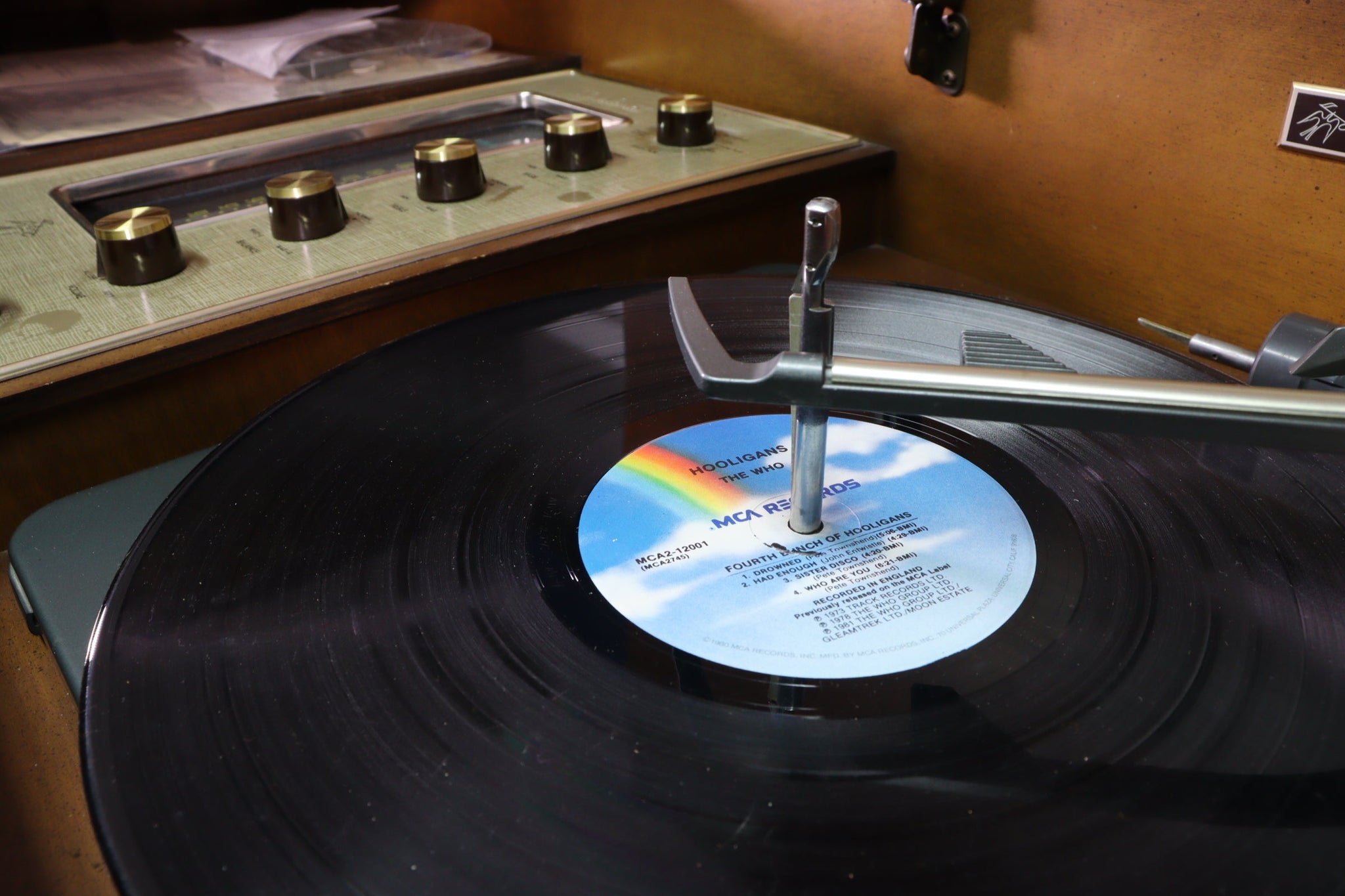 Fisher D-391 E-491 Diplomat Tube Stereo Console Record Player Cabinet