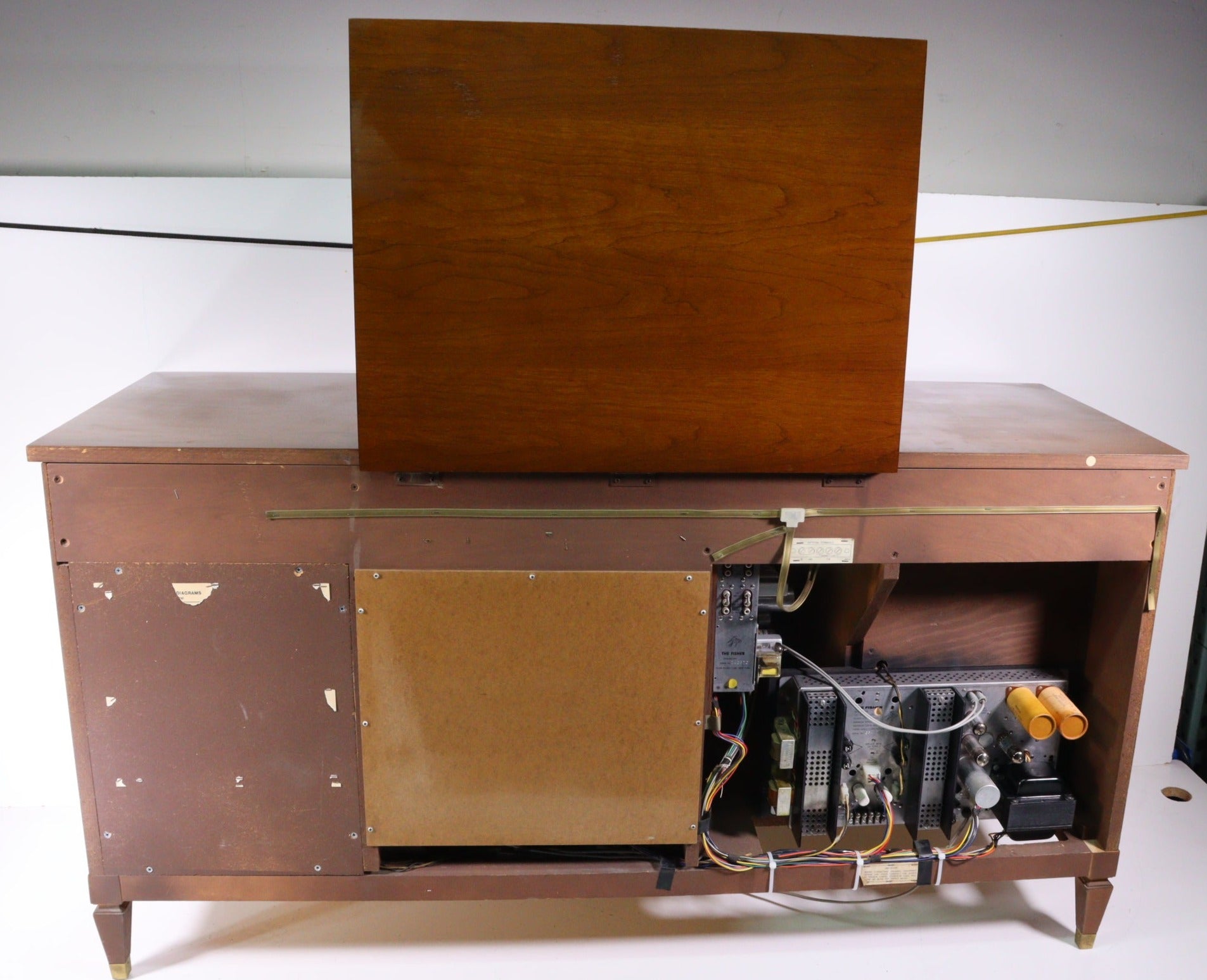 Fisher D-391 E-491 Diplomat Tube Stereo Console Record Player Cabinet