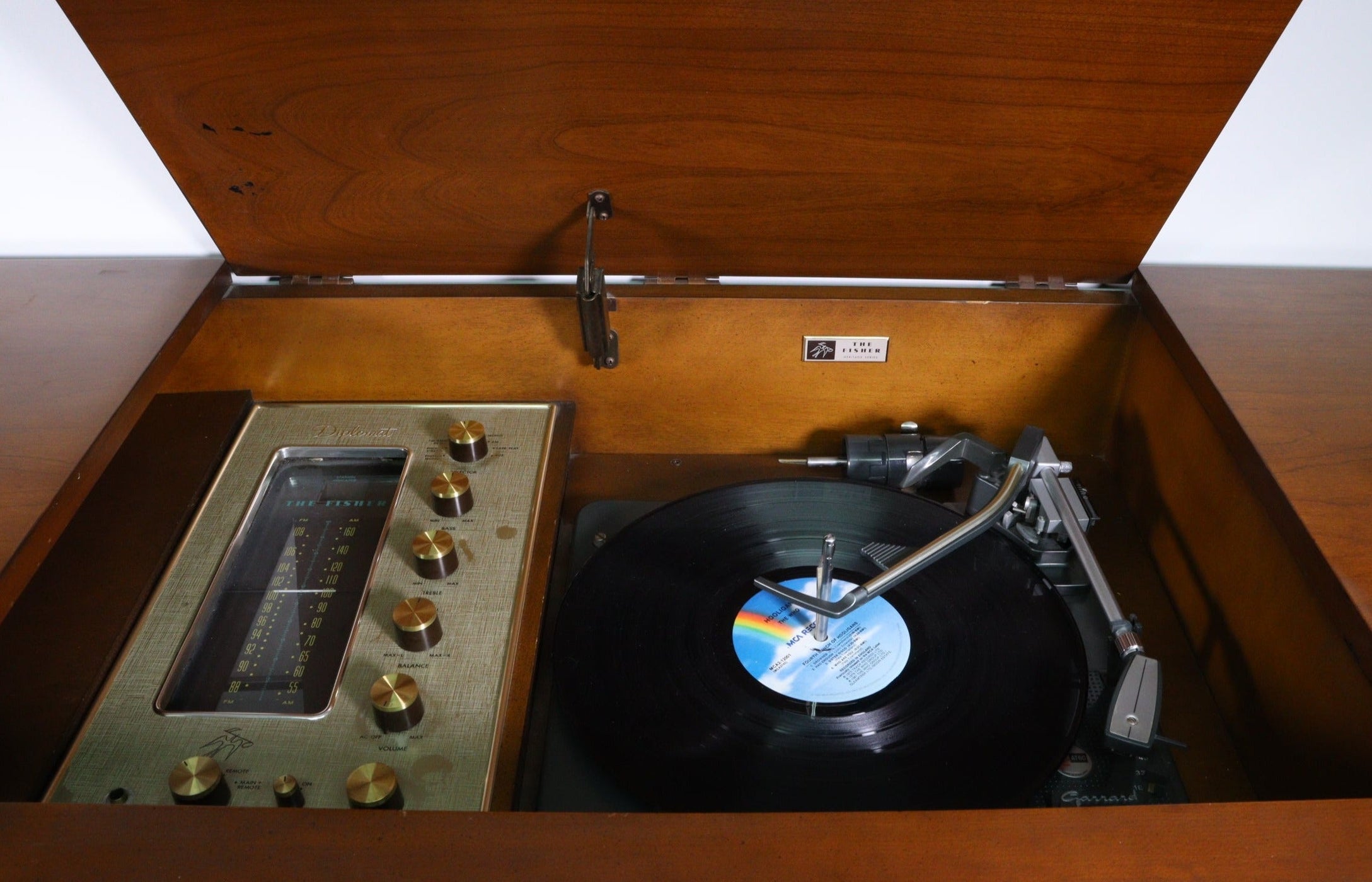 Fisher D-391 E-491 Diplomat Tube Stereo Console Record Player Cabinet ...