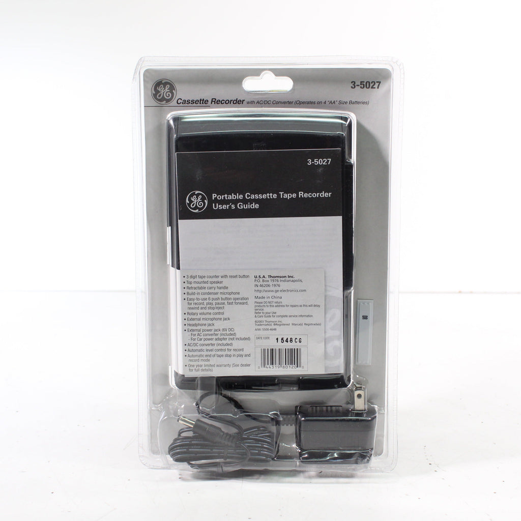 GE General Electric 3-5027 Personal Portable Recorder and Cassette Pla