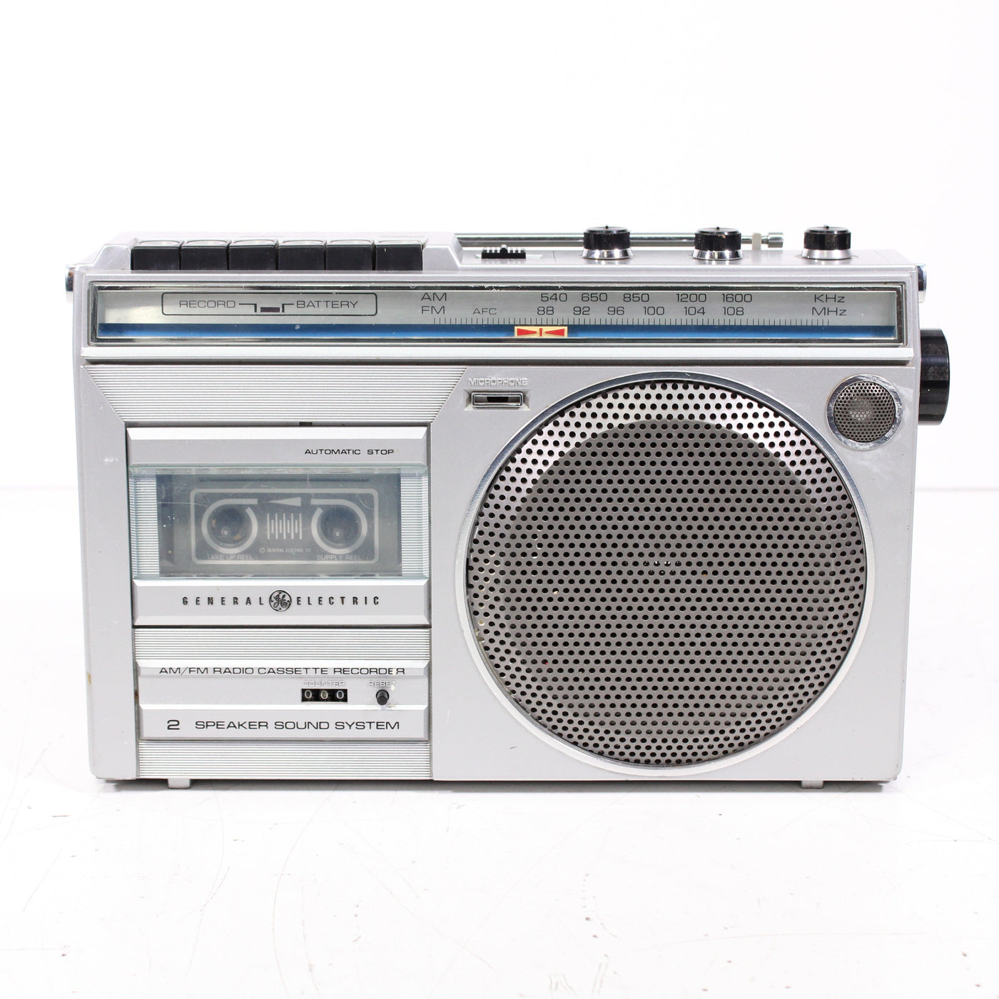 GE General Electric 3-5246A AM FM Stereo Cassette Boombox Silver (1990 ...
