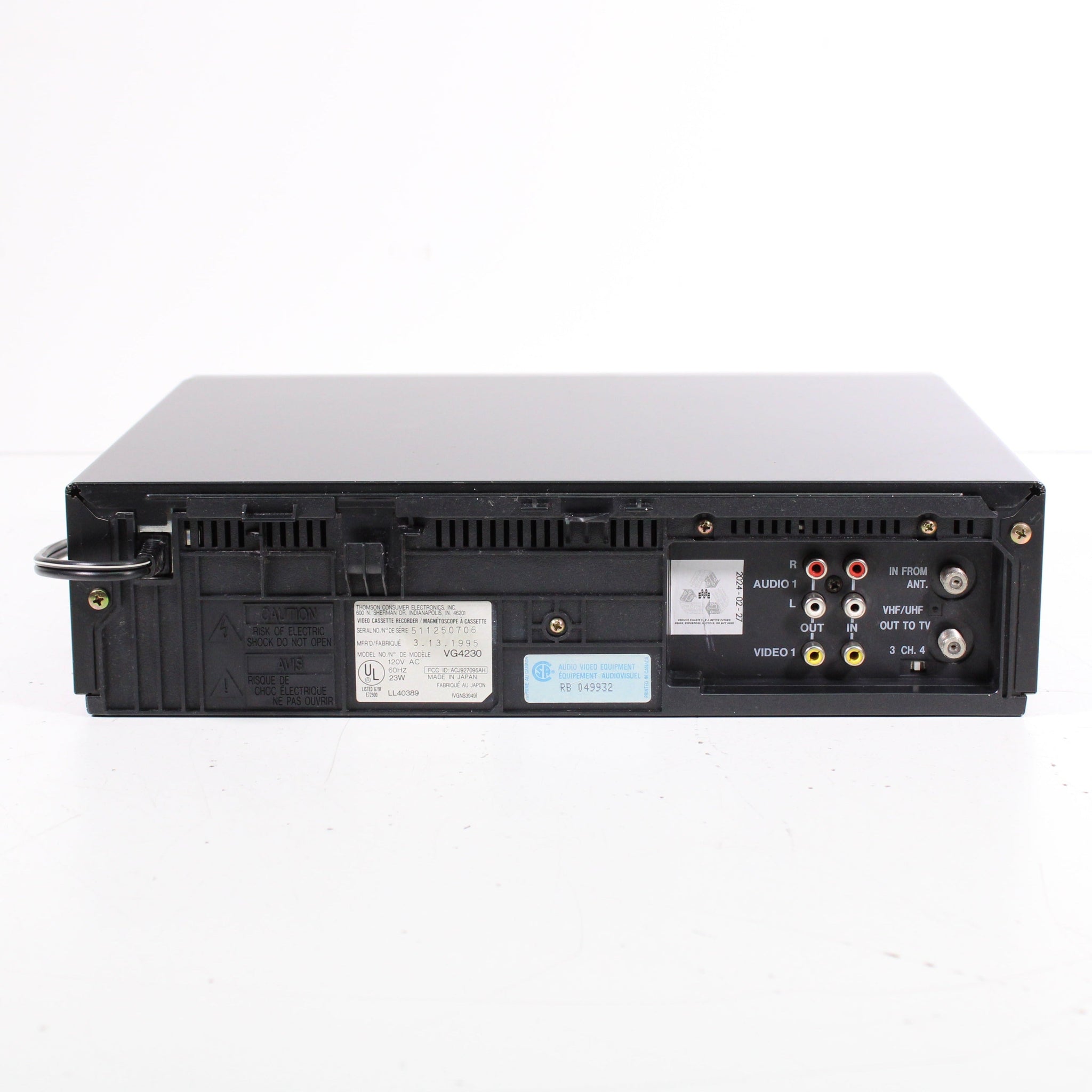 GE General Electric VG4230A 4-Head Hi-Fi Pro-Fect VCR VHS Video System
