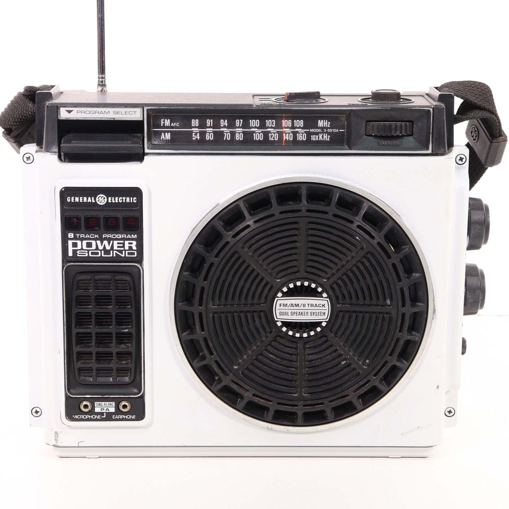 General Electric 3-5510A 8-Track Program Player Power Sound (WHITE OR