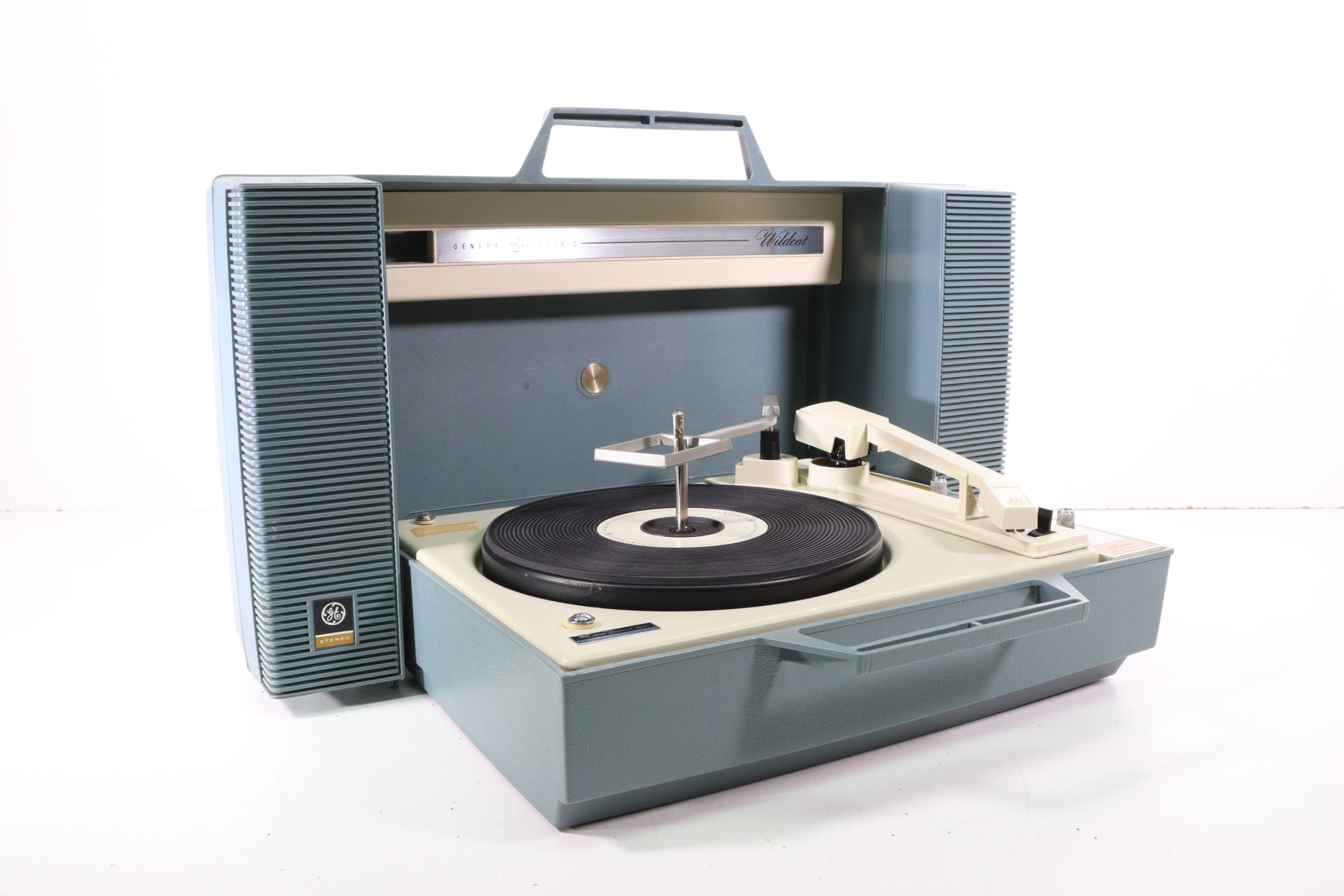 General Electric Wildcat Stereo Solid State Turntable System Blue Teal ...