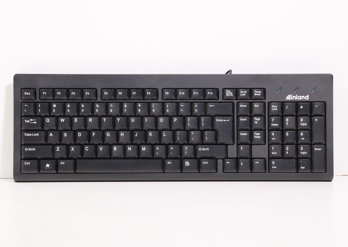Inland 70009 PS2 Plug Black Wired Standard PC Keyboard — SpenCertified