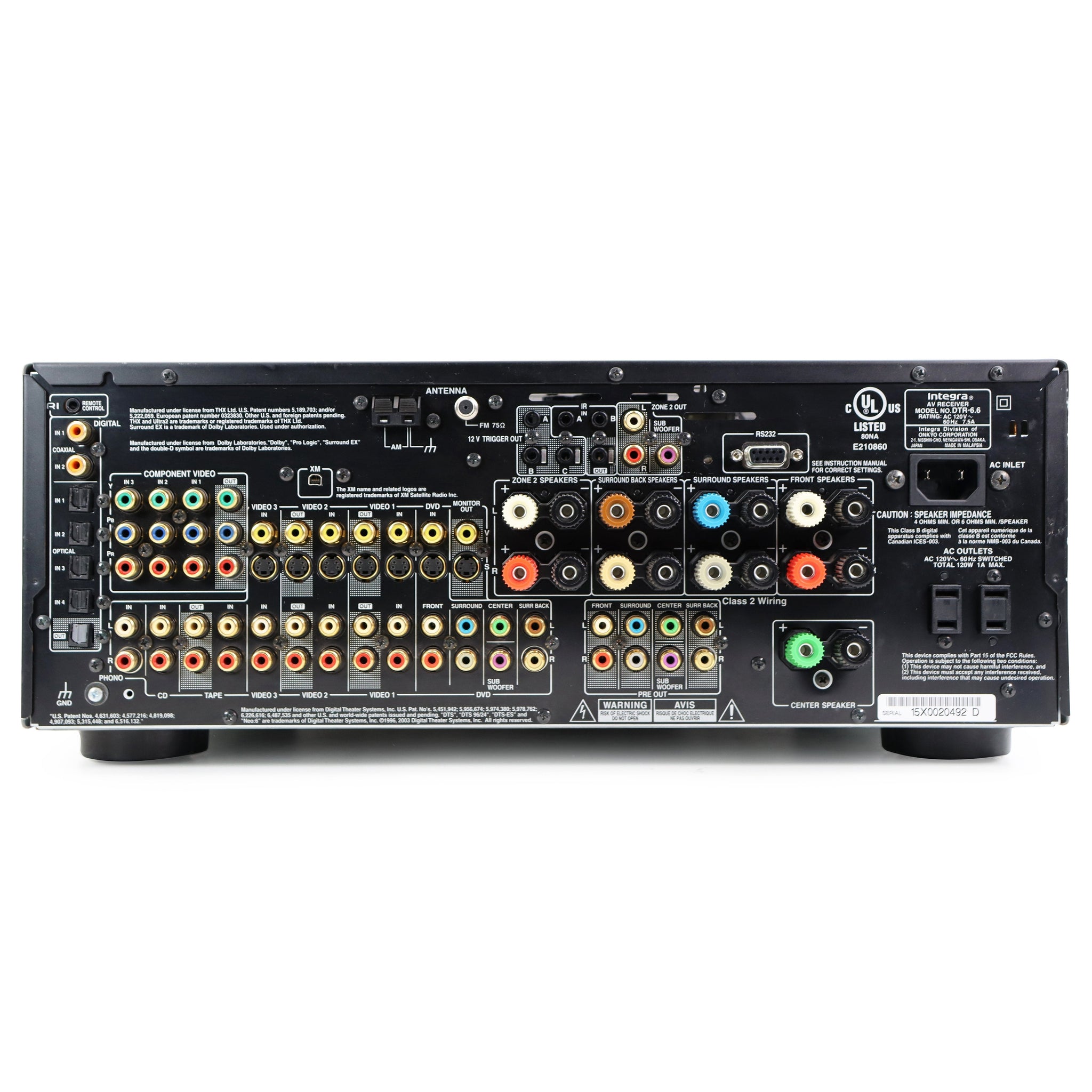 Integra DTR-6.6 Audio Video Receiver with THX and XM (NO REMOTE)