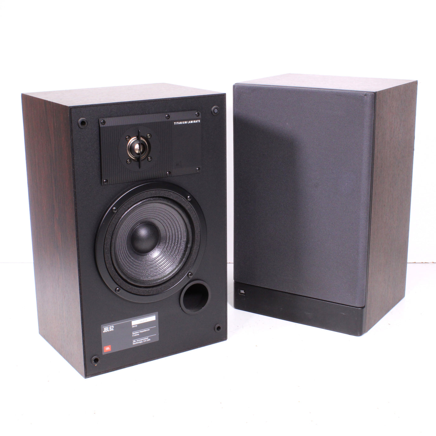 JBL 62 2-Way Bookshelf Speaker Pair Titanium Laminate Tweeters — SpenCertified