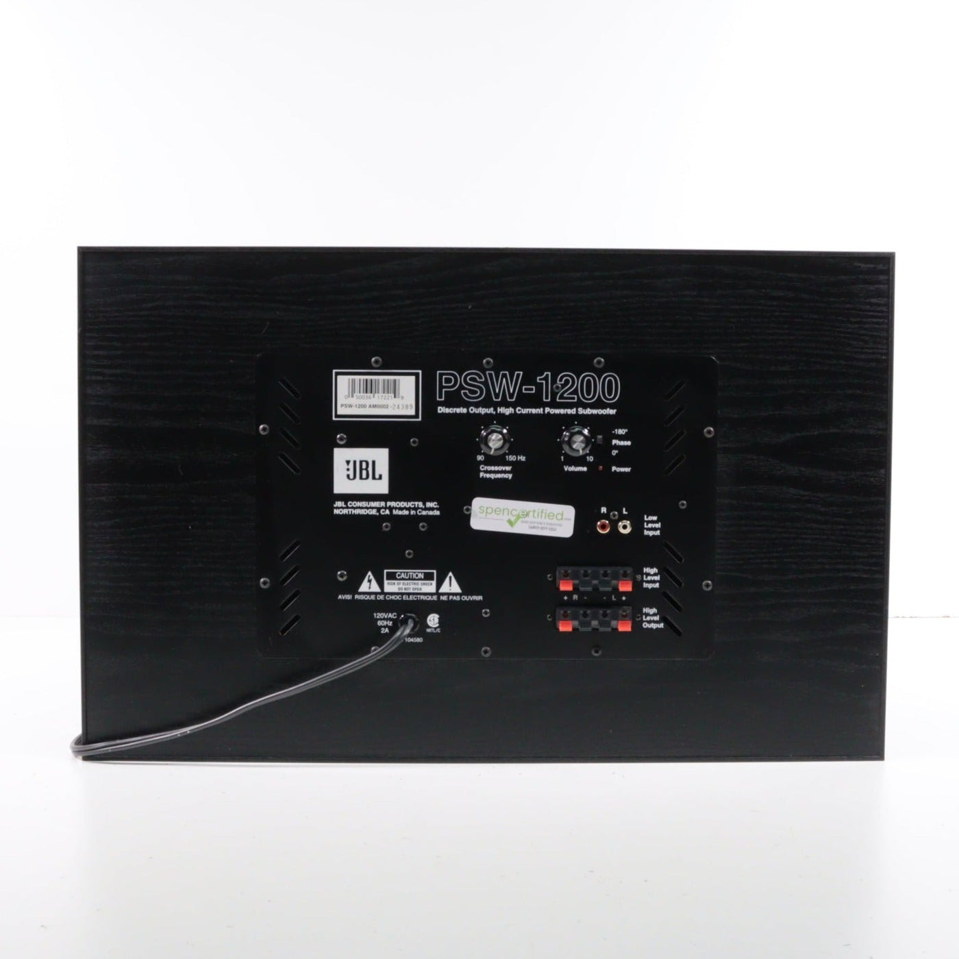 JBL PSW-1200 12" Powered Subwoofer — SpenCertified