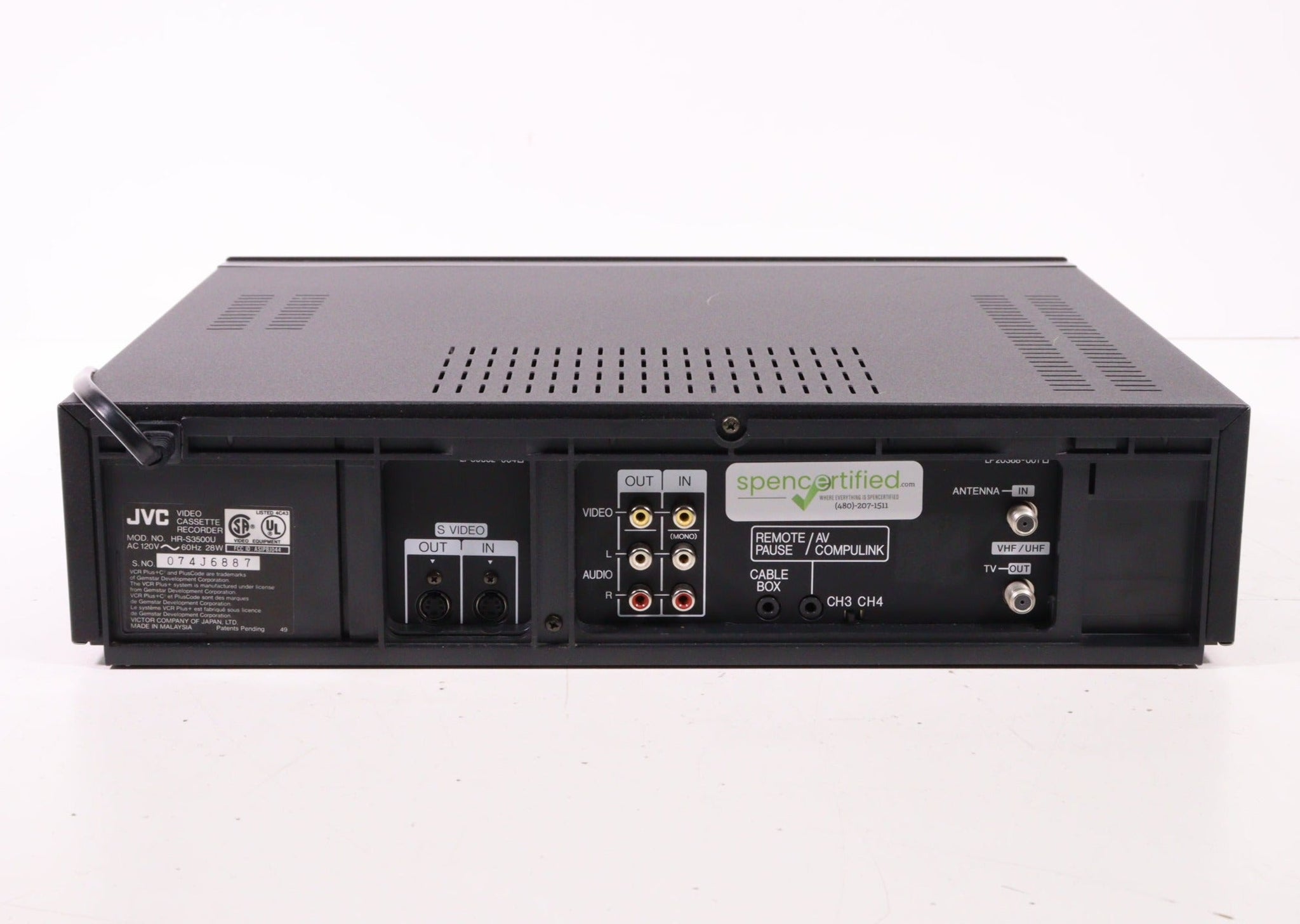 JVC HR-S3500U SVHS Super VHS ET VCR Player Recorder — SpenCertified