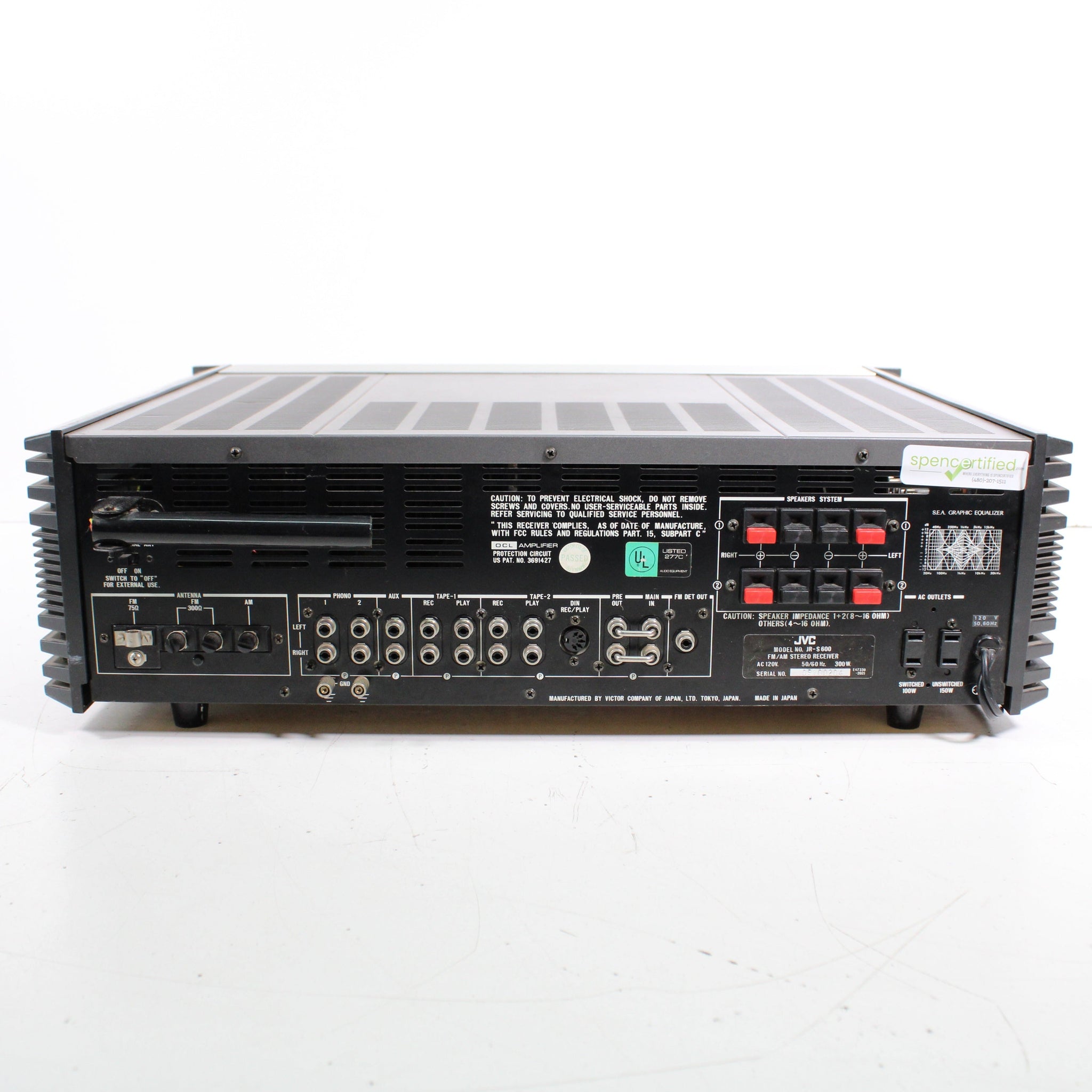 JVC JR-S600 Vintage Stereo Receiver with Built-In SEA Graphic Equalize