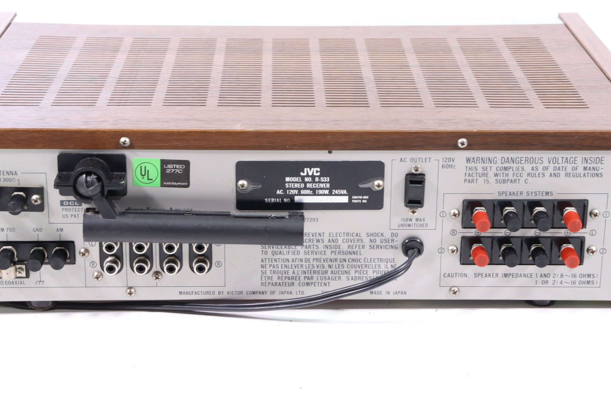 JVC R-S33 Vintage Stereo Receiver Made in Japan