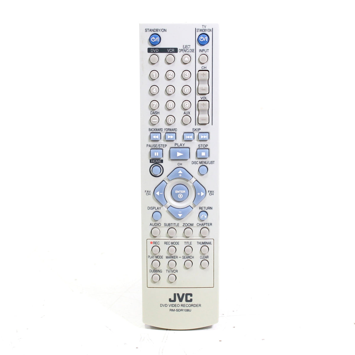 JVC RM-SDR108U Remote Control for DVD Recorder VCR Combo DR-MV77S DR-M ...