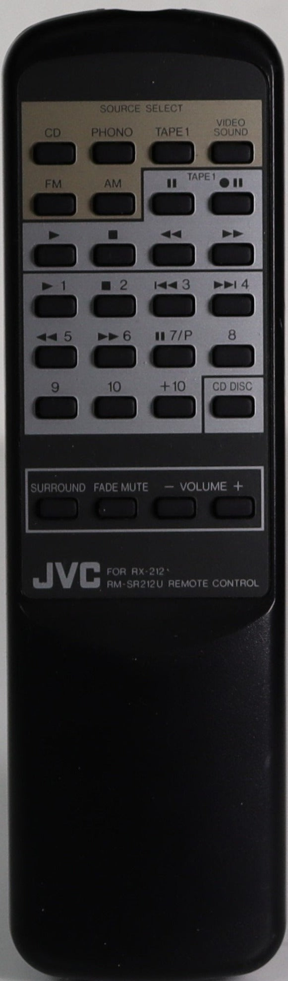 JVC RM-SR212U Remote Control for Digital Synthesizer Receiver RX-212