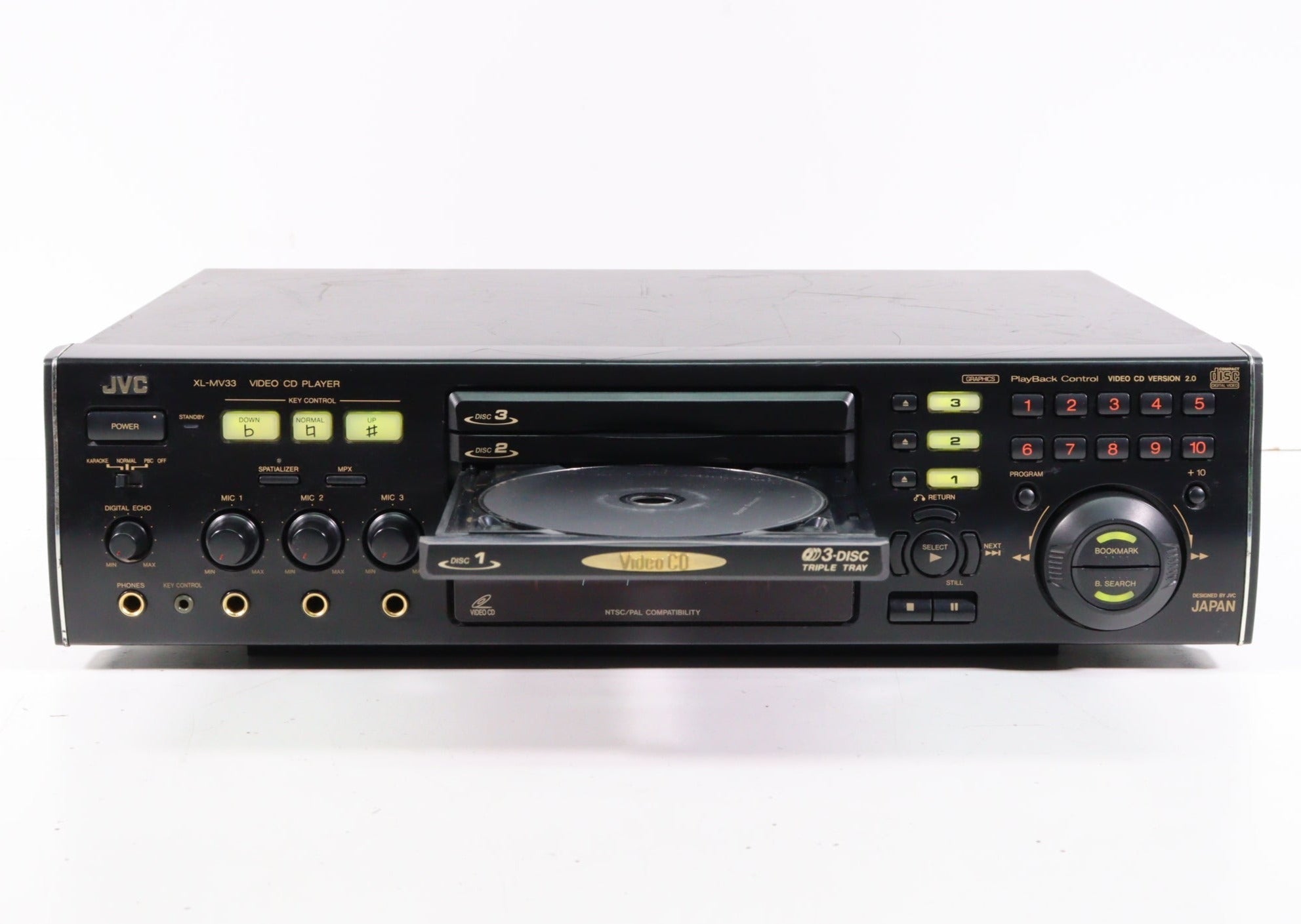 JVC XL-MV33 Triple Tray Karaoke CD Player with 3 Mic Inputs