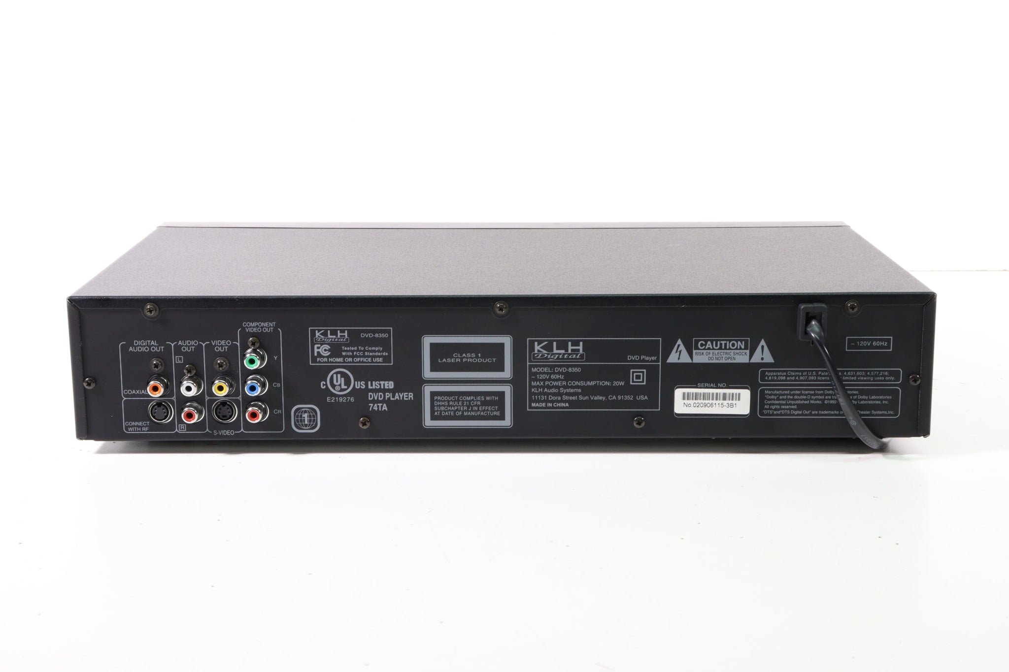 KLH Digital DVD-8350 Single Deck DVD CD Player