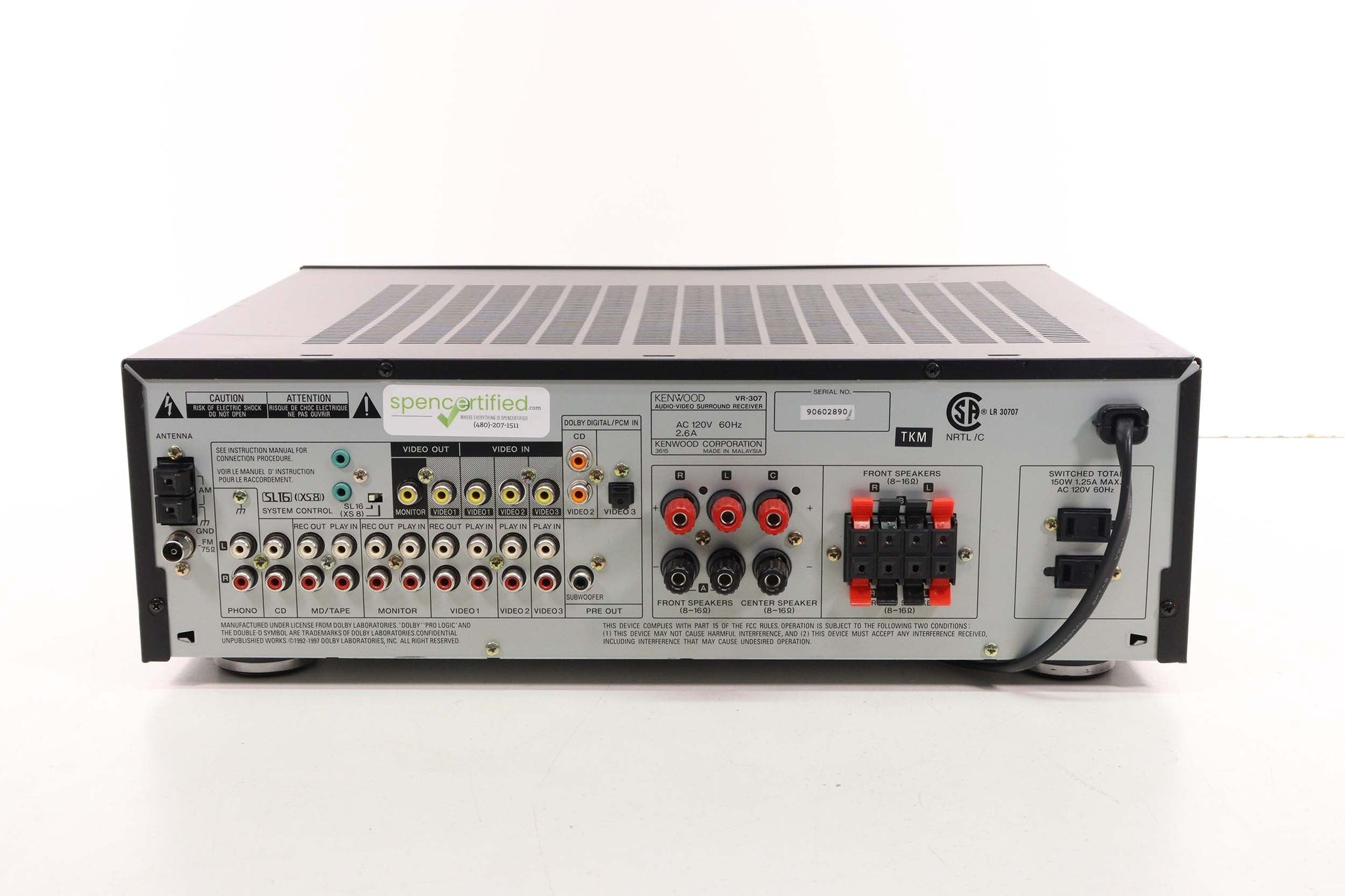 Kenwood VR-307 Audio/Video AV Surround Receiver (NO REMOTE)