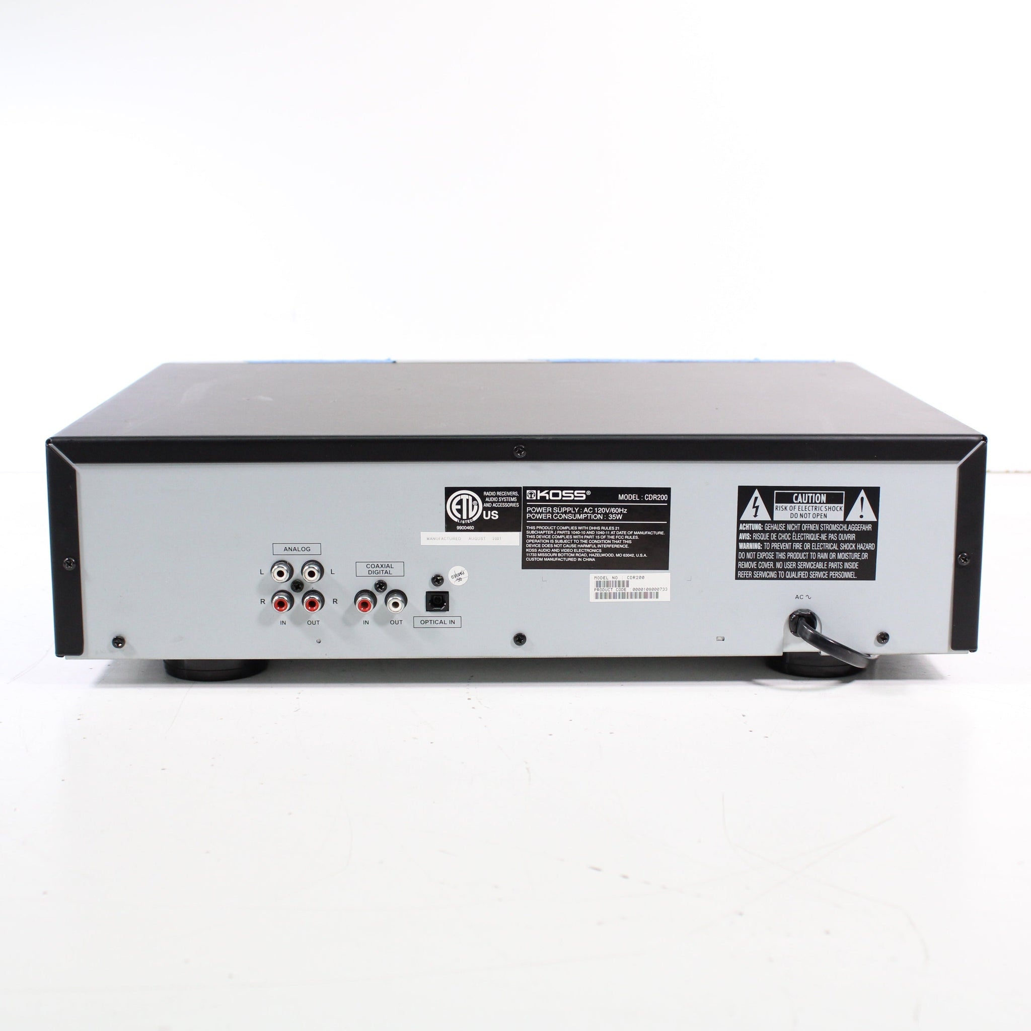 Koss CDR200 Dual CD Recorder CD-RW CD-R CD-DA Twin Loader System