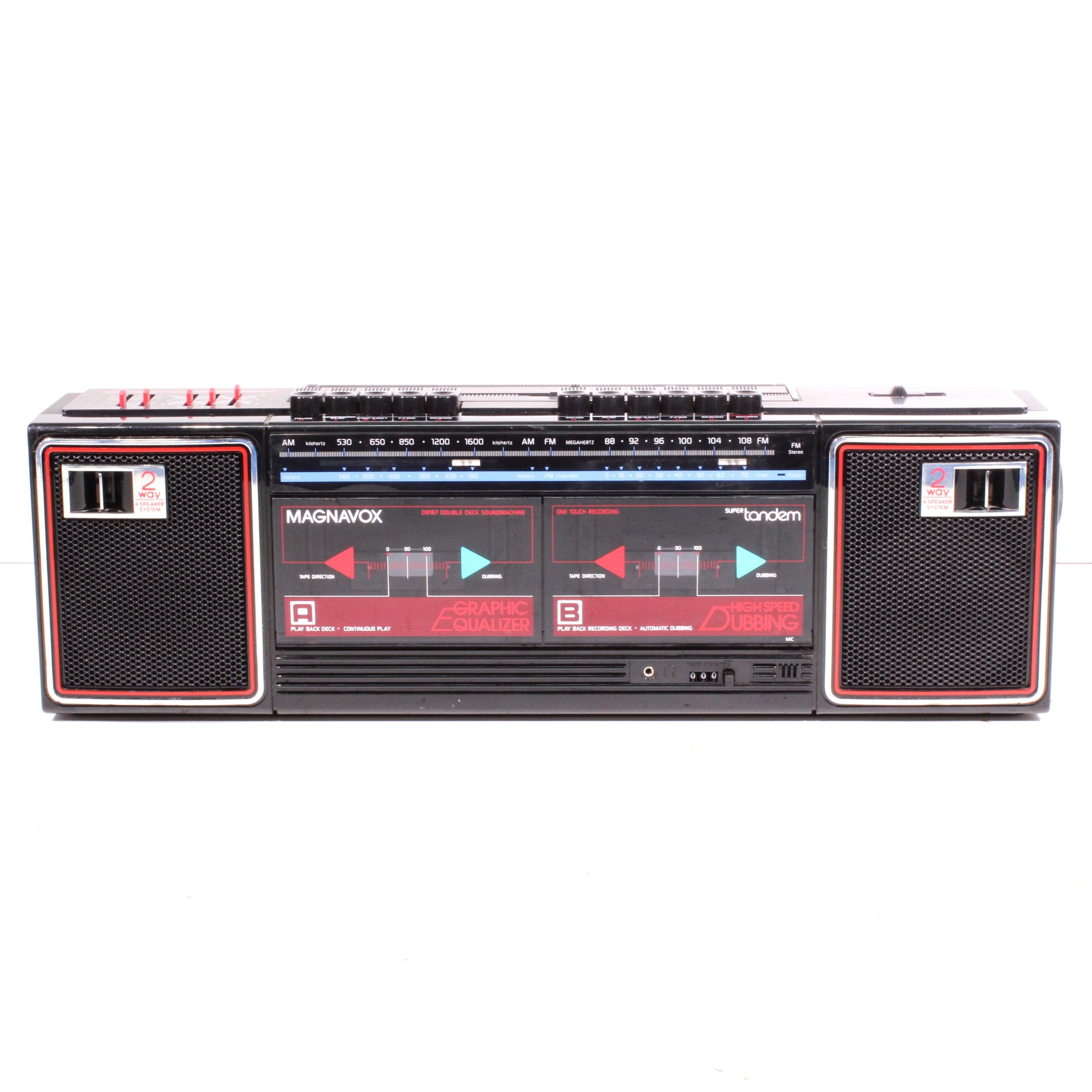 Magnavox Super Tandem Boombox Portable Radio Dual Cassette with Graphi ...