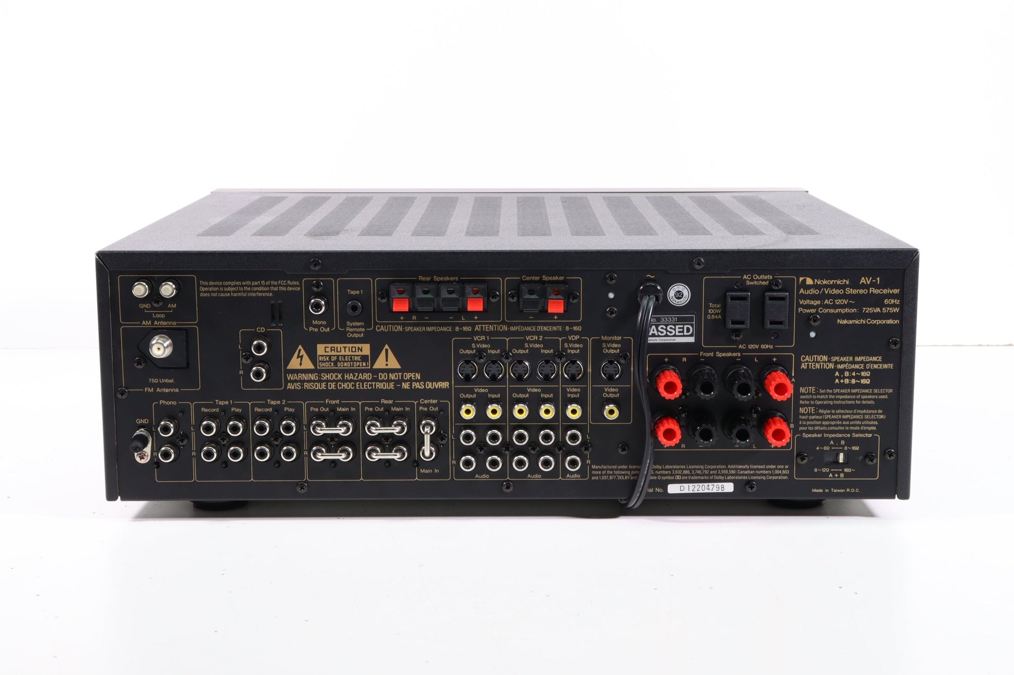 Nakamichi AV-1 AV Audio Video Stereo Receiver