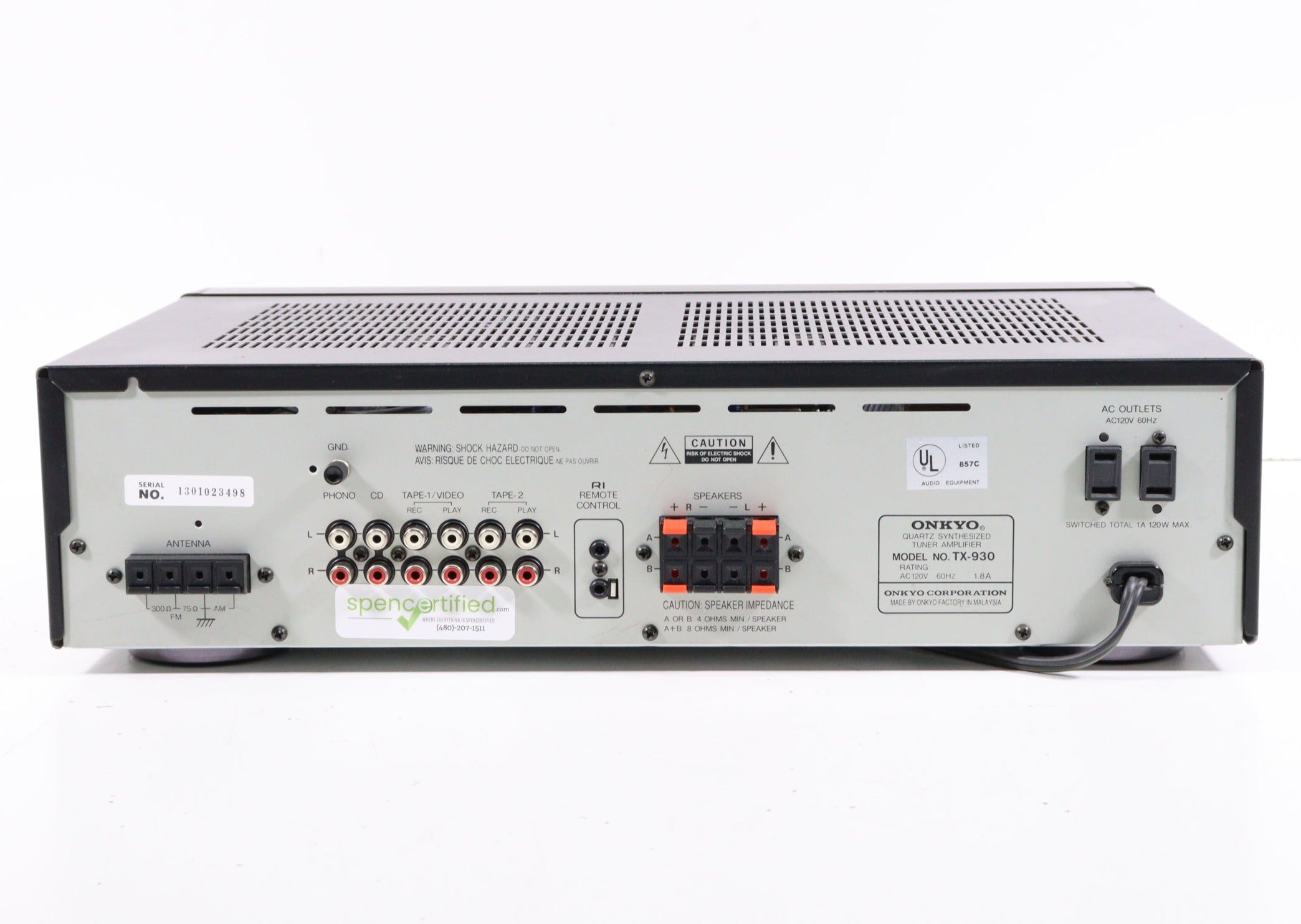 Onkyo TX-930 Digital Quartz Synthesized Tuner Amplifier (NO REMOTE ...