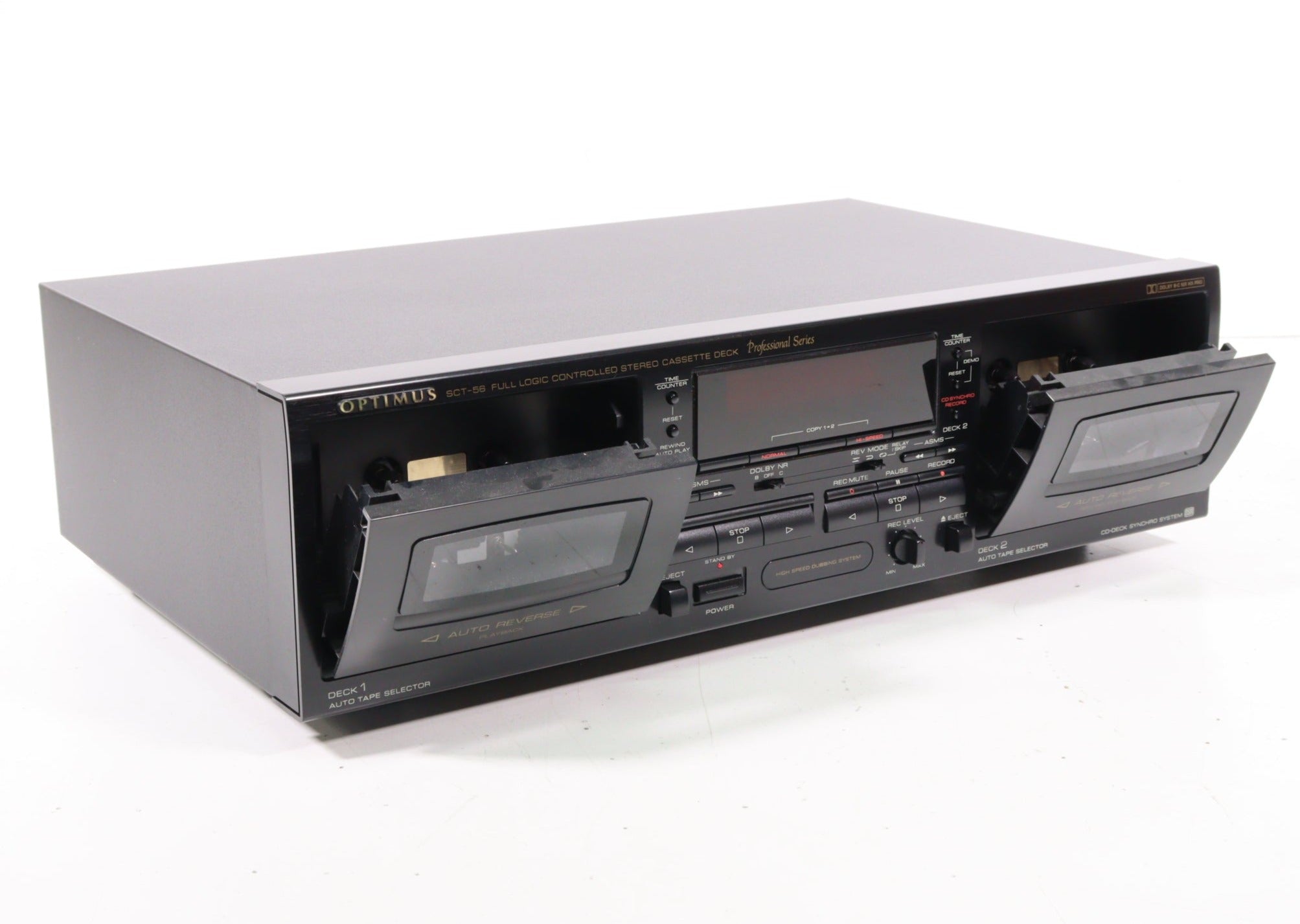 Optimus SCT-56 Full Logic Controlled Stereo Cassette Deck with Auto Re