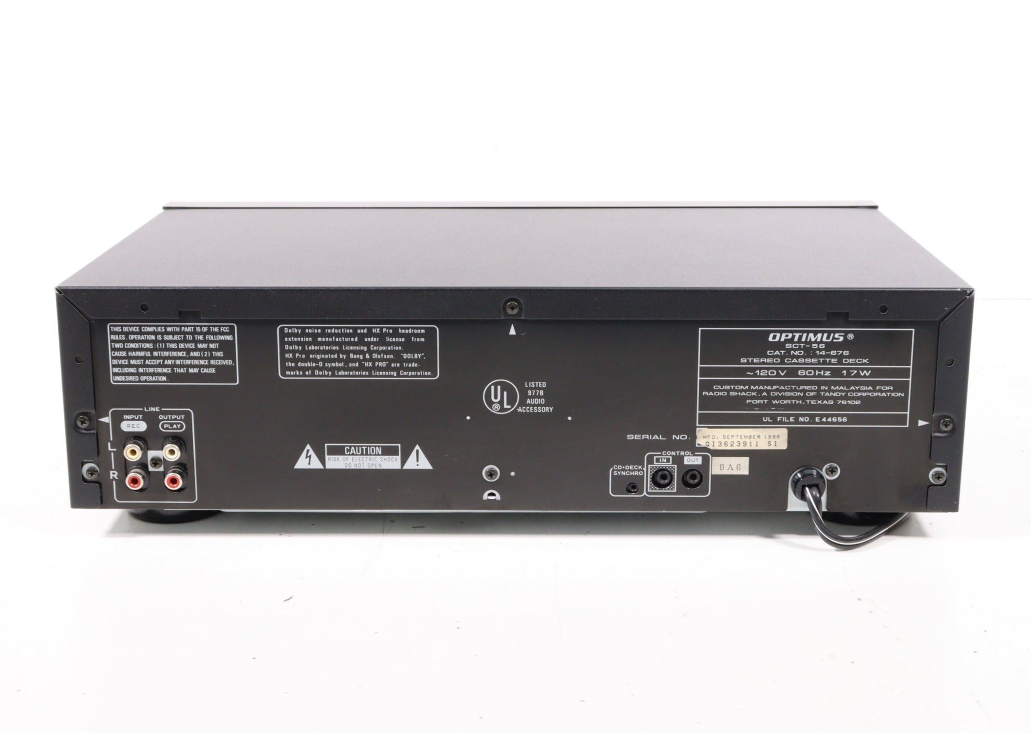 Optimus SCT-56 Full Logic Controlled Stereo Cassette Deck with Auto Re ...