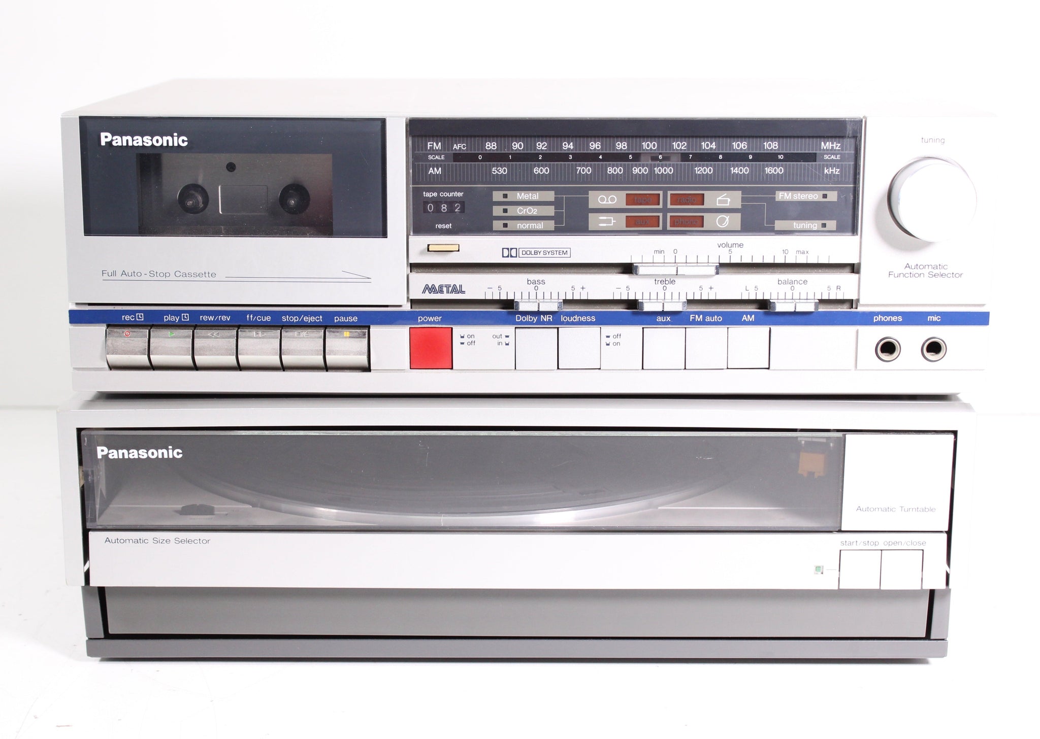 Panasonic Music System Pair SG-P200 AM FM Radio with Cassette Deck SF-