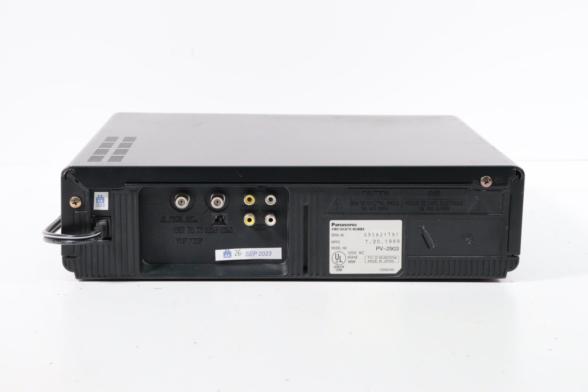 Panasonic PV-2903 VCR VHS Player Made in Japan