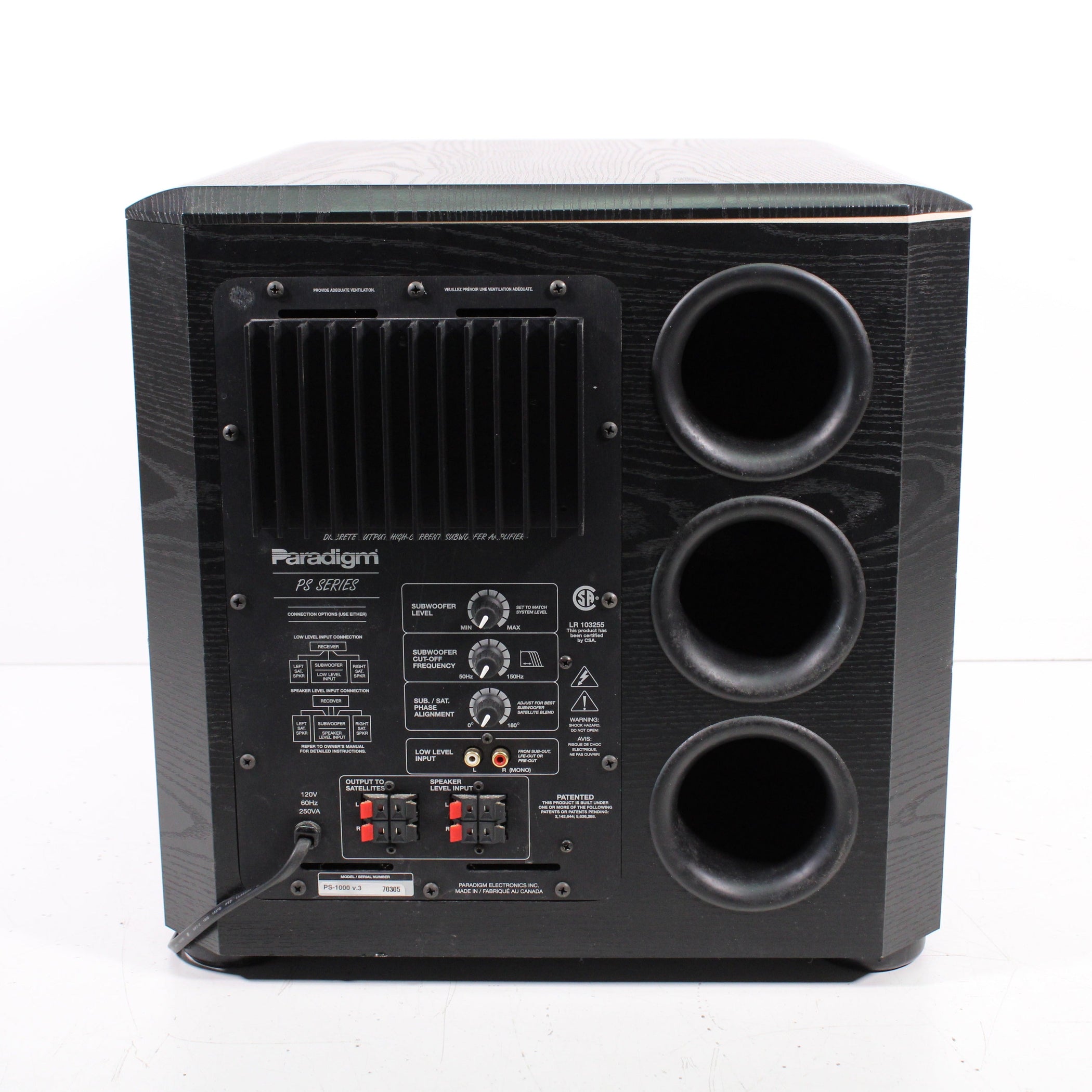Paradigm PS-1000 V.3 Powered Subwoofer — SpenCertified