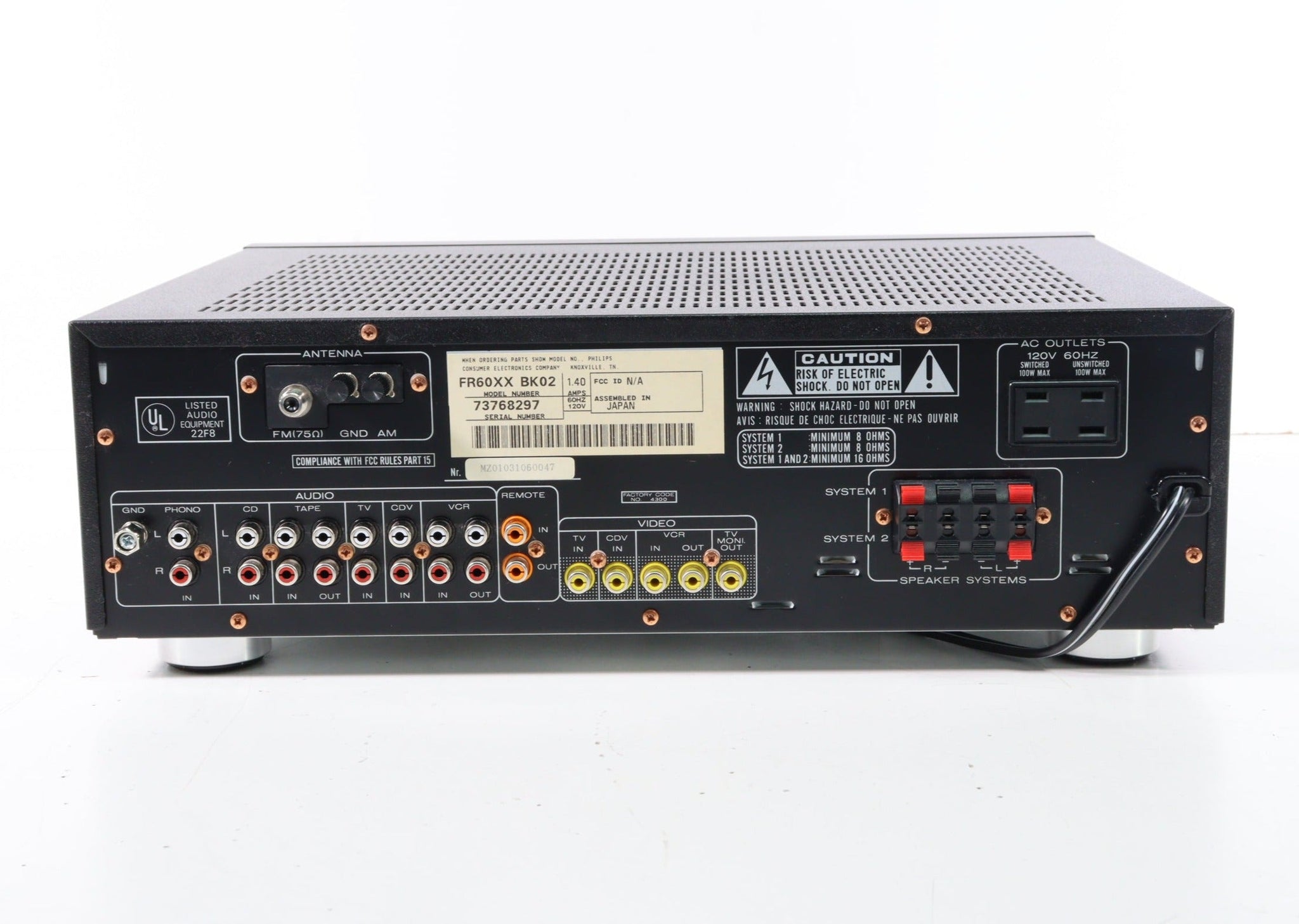 Philips FR-60 AV Audio Video Stereo Receiver (NO REMOTE)