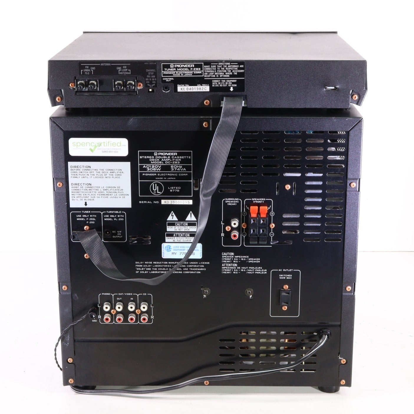 Pioneer DC-Z93 and F-Z93 Stereo Double Cassette Deck and Tuner System