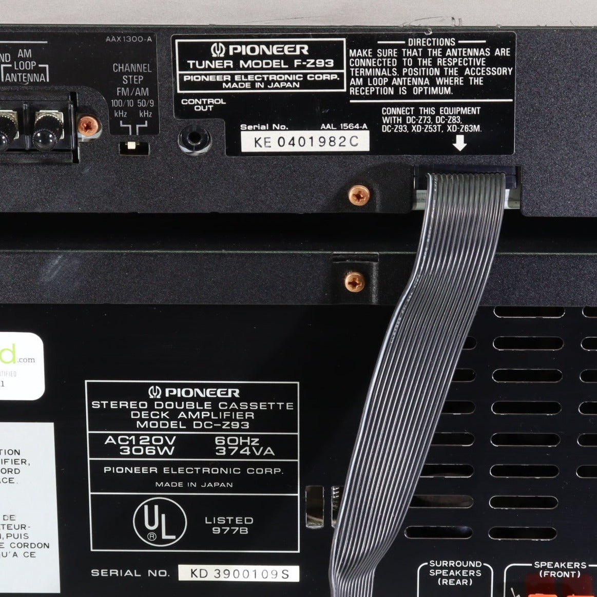 Pioneer DC-Z93 and F-Z93 Stereo Double Cassette Deck and Tuner System