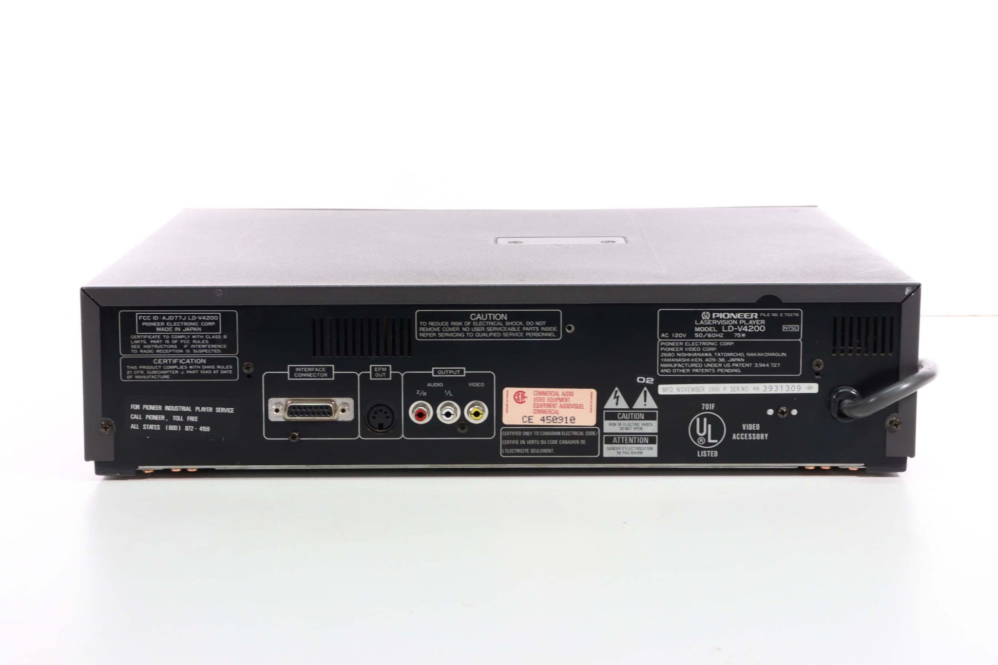 Pioneer LD-V4200 LaserDisc Player Hi-Fi Commercial AV Equipment Made i