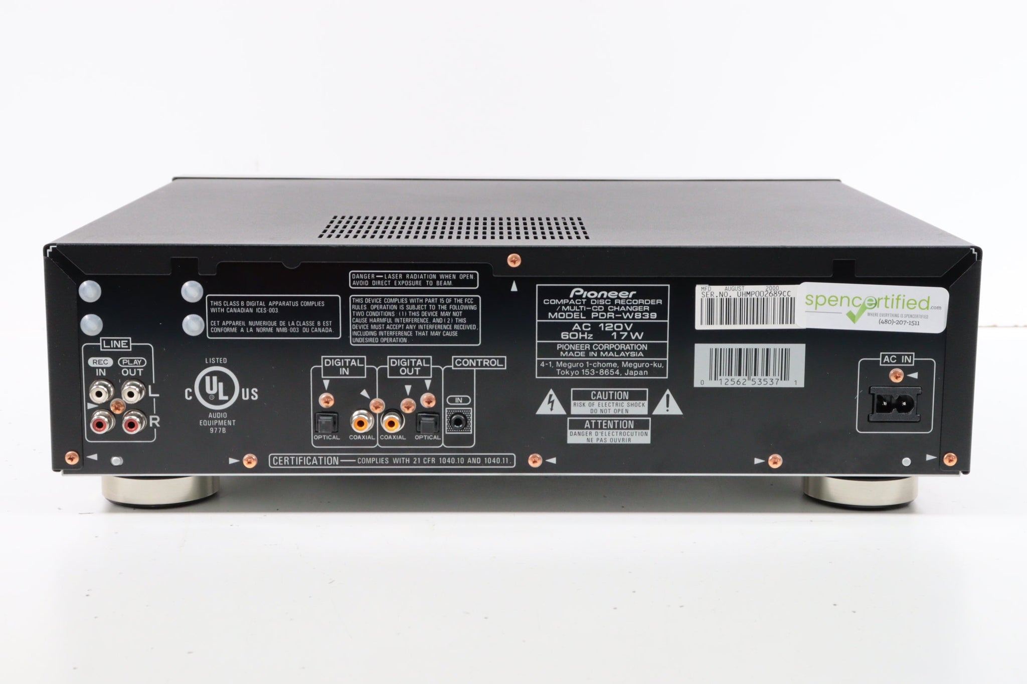 Pioneer PDR-W839 3 Compact Disc Multi Changer and CD Digital Recorder