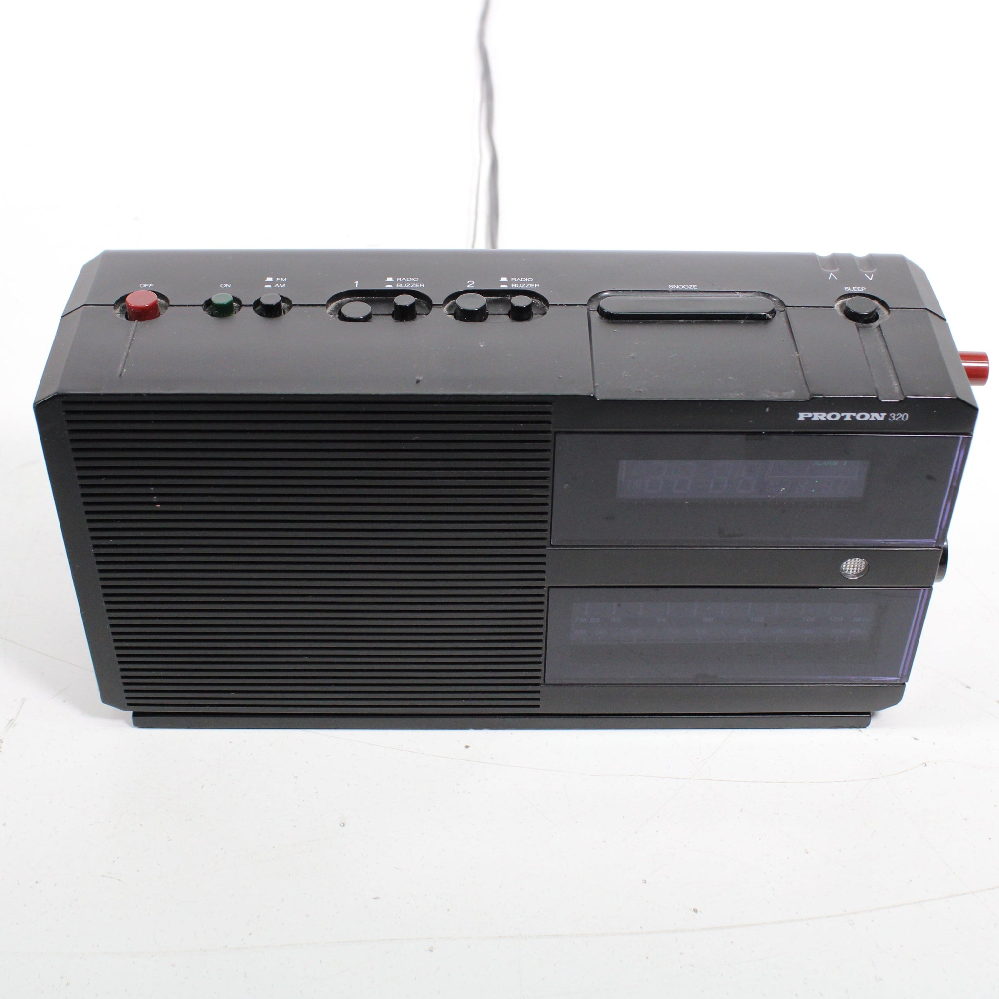 Proton 320 Vintage AM/FM Stereo Alarm Clock Radio Treble Bass Control