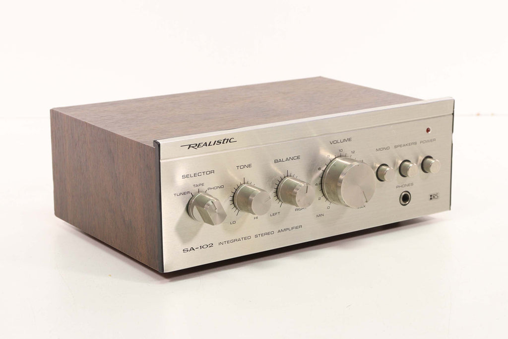 Realistic SA-102 Vintage Integrated Stereo Amplifier Silver with Woode