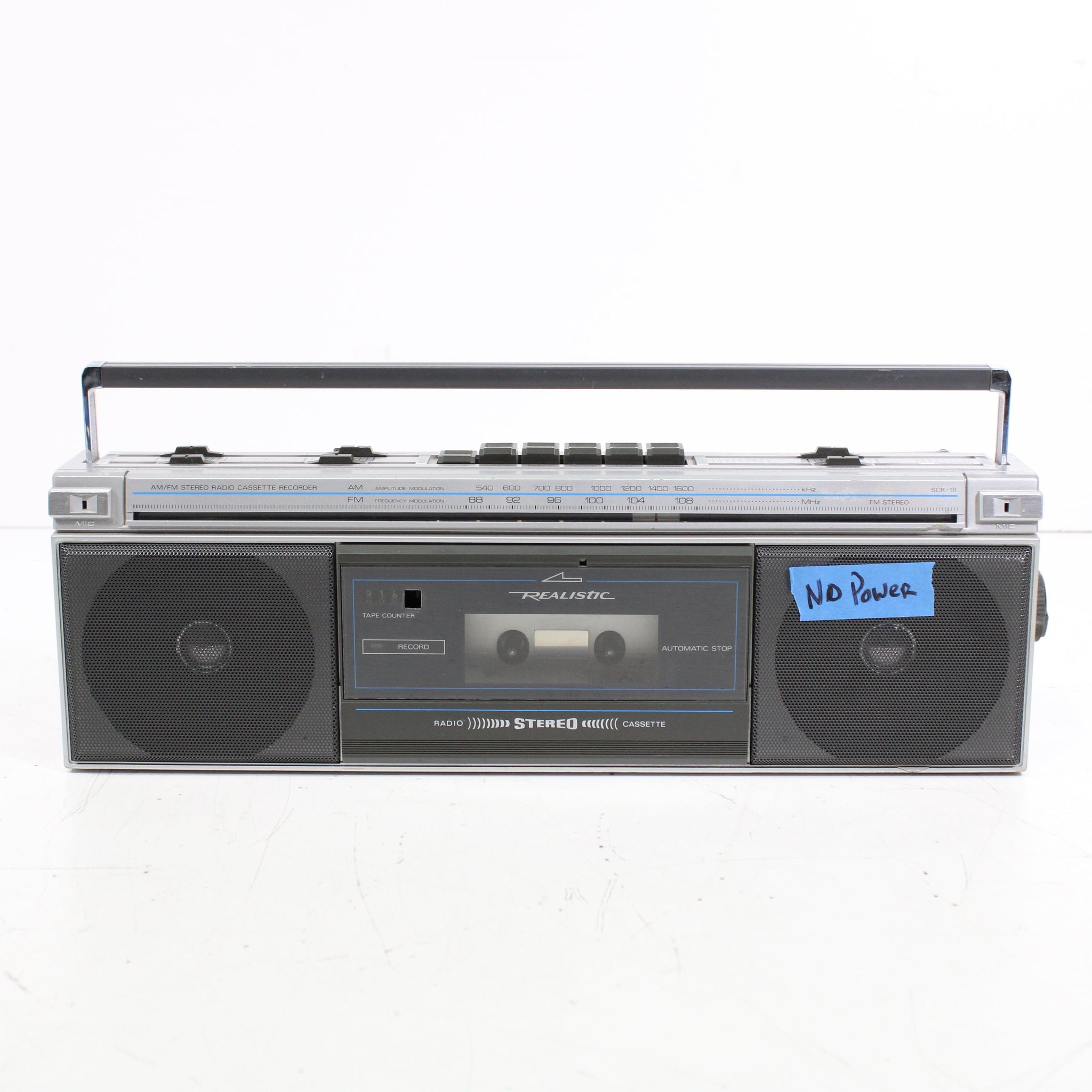 Realistic SCR-18 Portable AM FM Stereo Radio Cassette Recorder Boombox