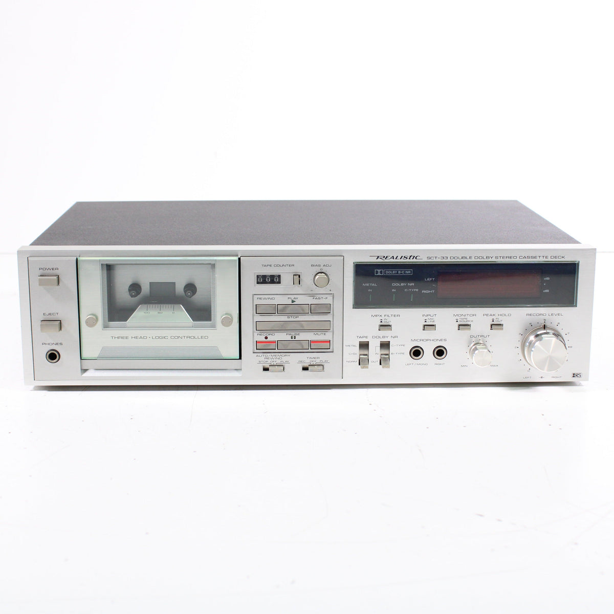 Realistic SCT-33 Single Stereo Cassette Tape Deck with Original Box — SpenCertified