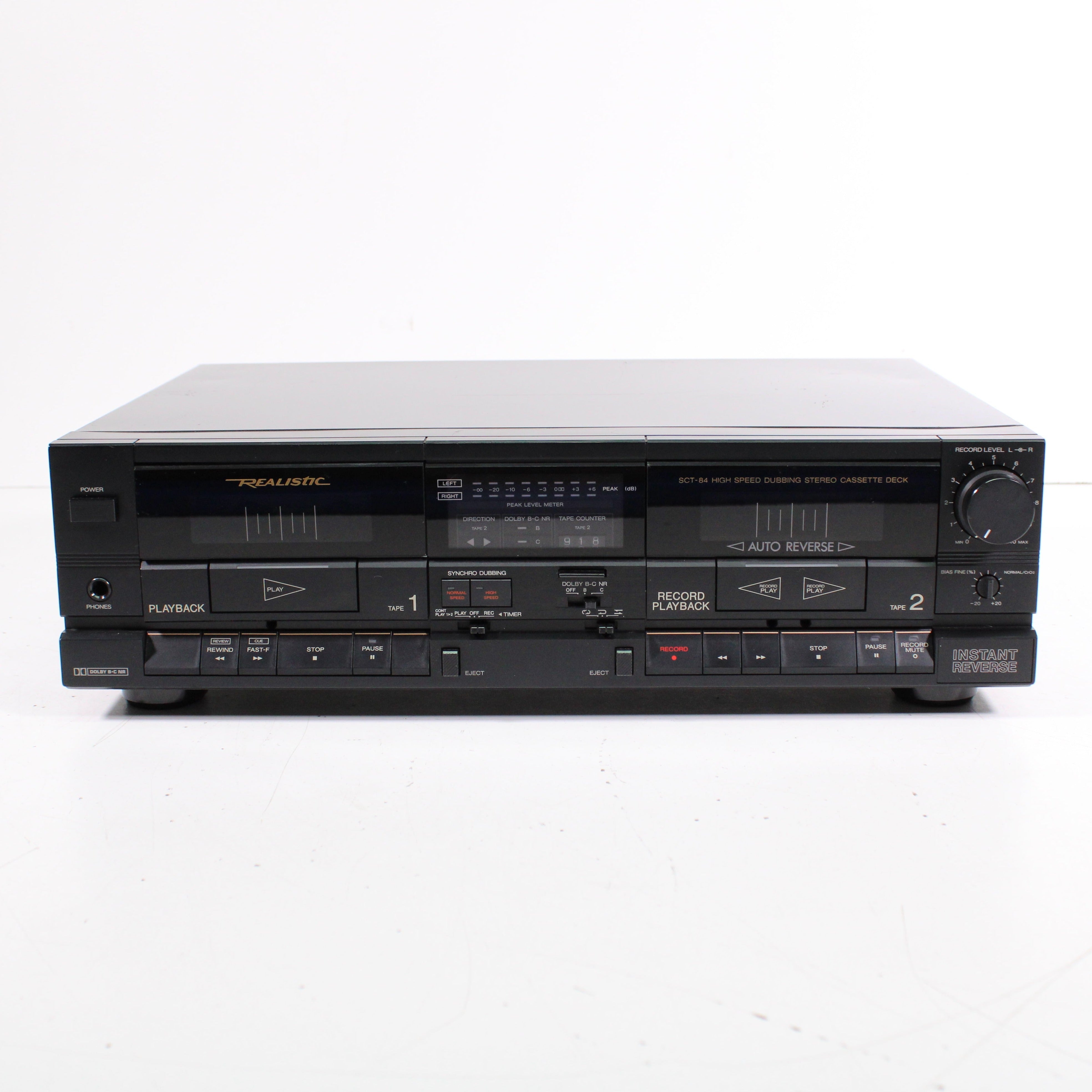 Realistic SCT-84 Double Stereo Cassette Deck with High Speed Dubbing