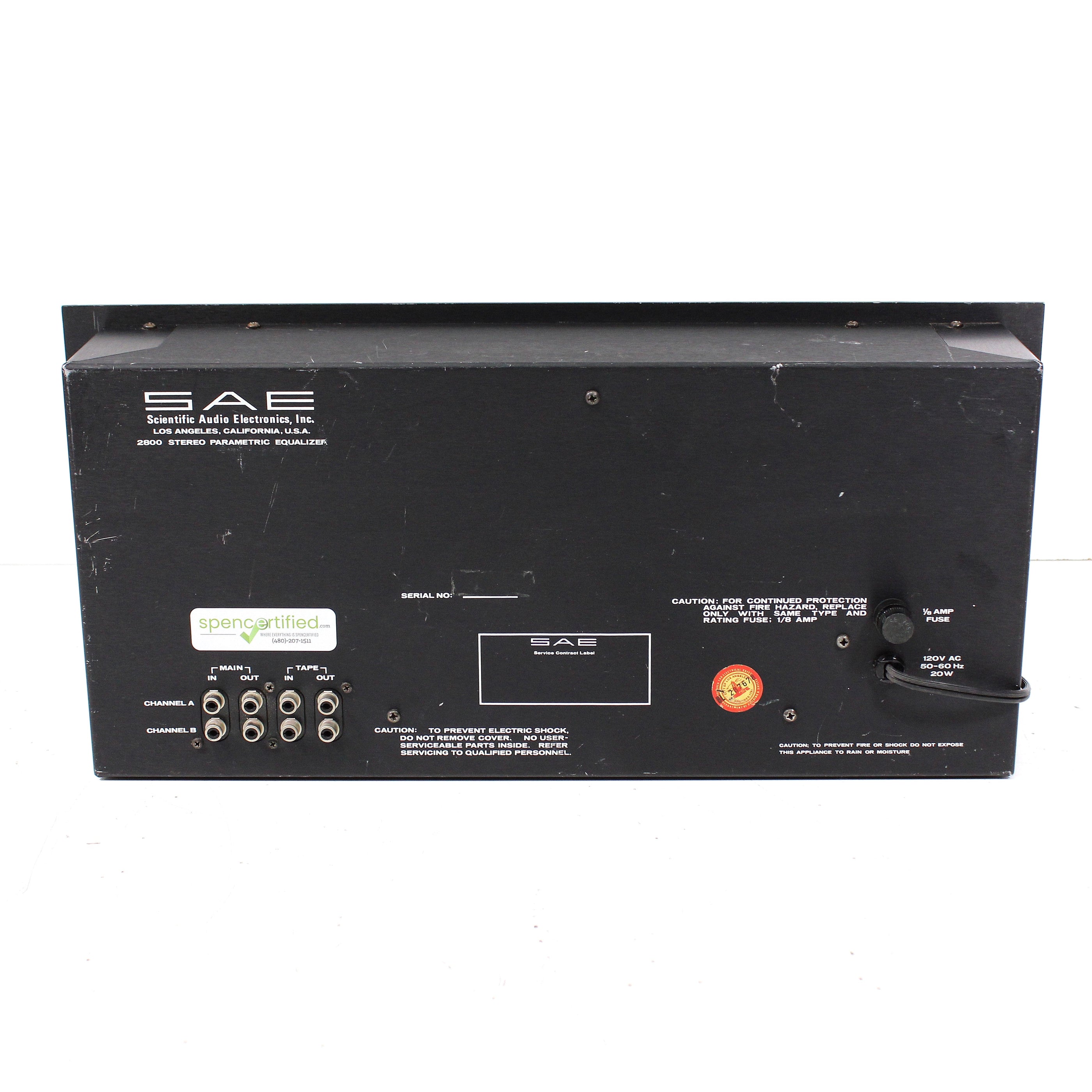 SAE 2800 Solid State Stereo Parametric Equalizer (AS IS) — SpenCertified