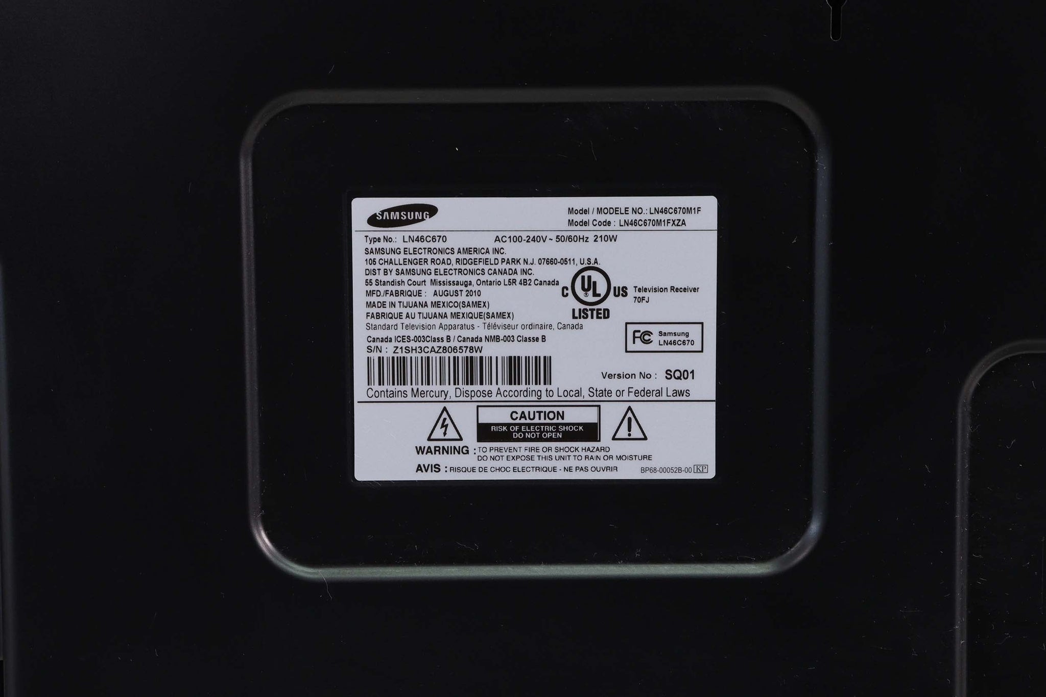 SAMSUNG LN46C670M1F 45-Inch Flat LCD Screen TV